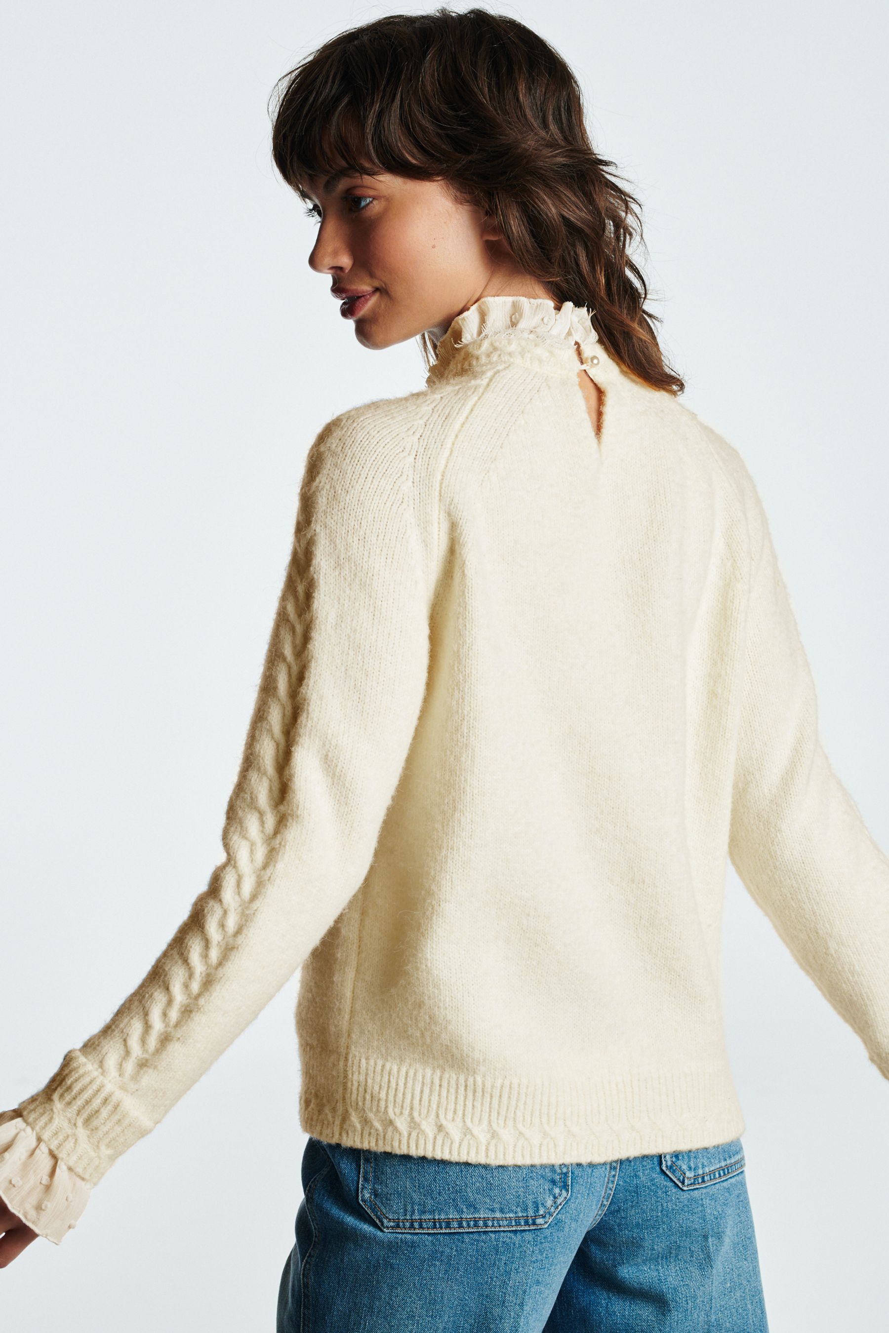 Buy Ecru White Button Detail High Neck Layer Jumper from Next Ireland