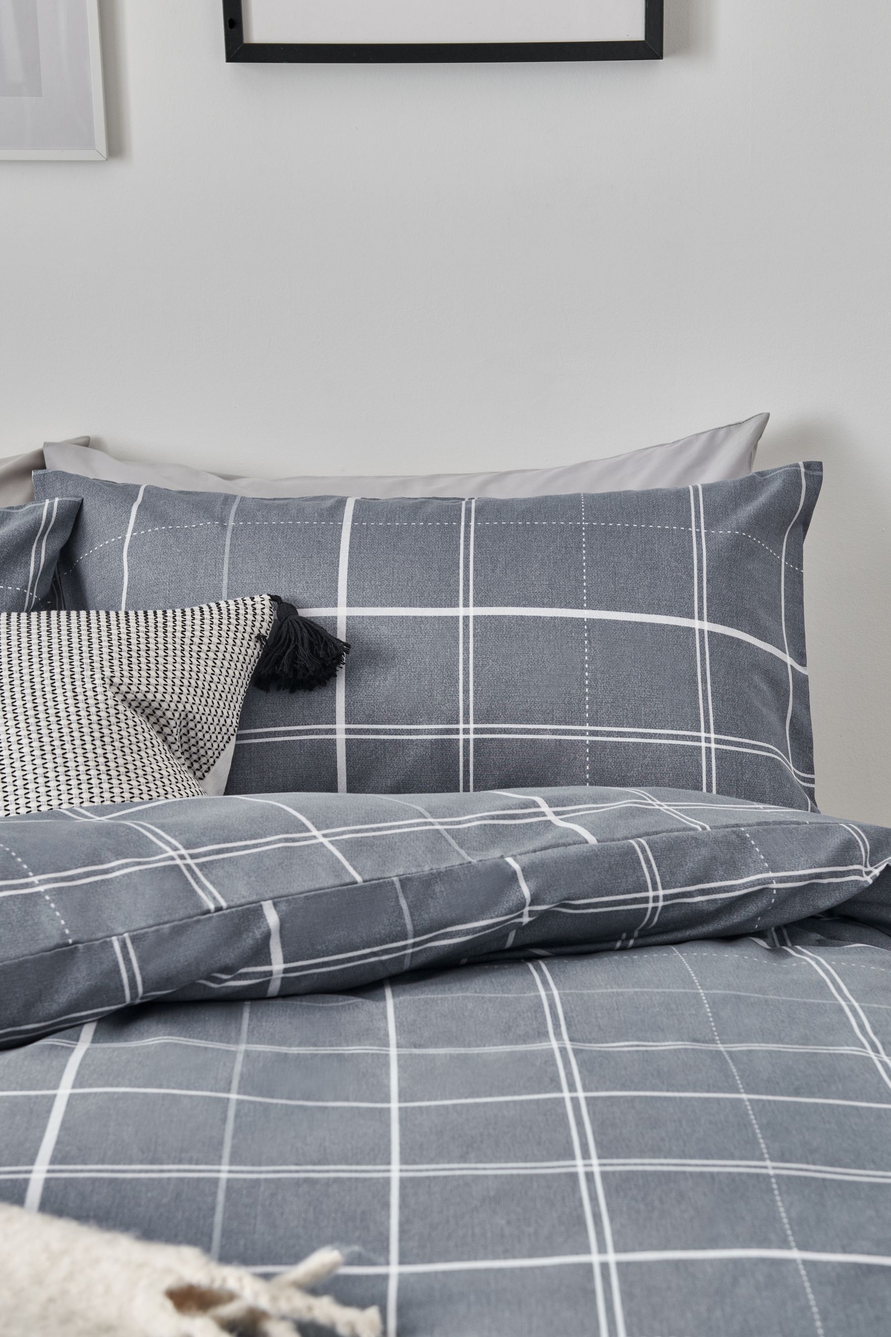 Buy Slate Grey Check Duvet Cover and Pillowcase Set from the Next UK ...