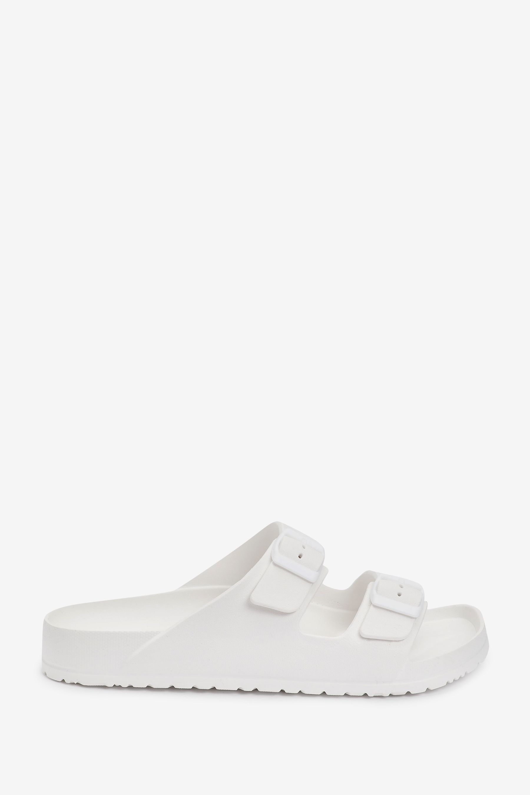 Buy White EVA Double Strap Flat Slider Sandals With Adjustable Buckles ...