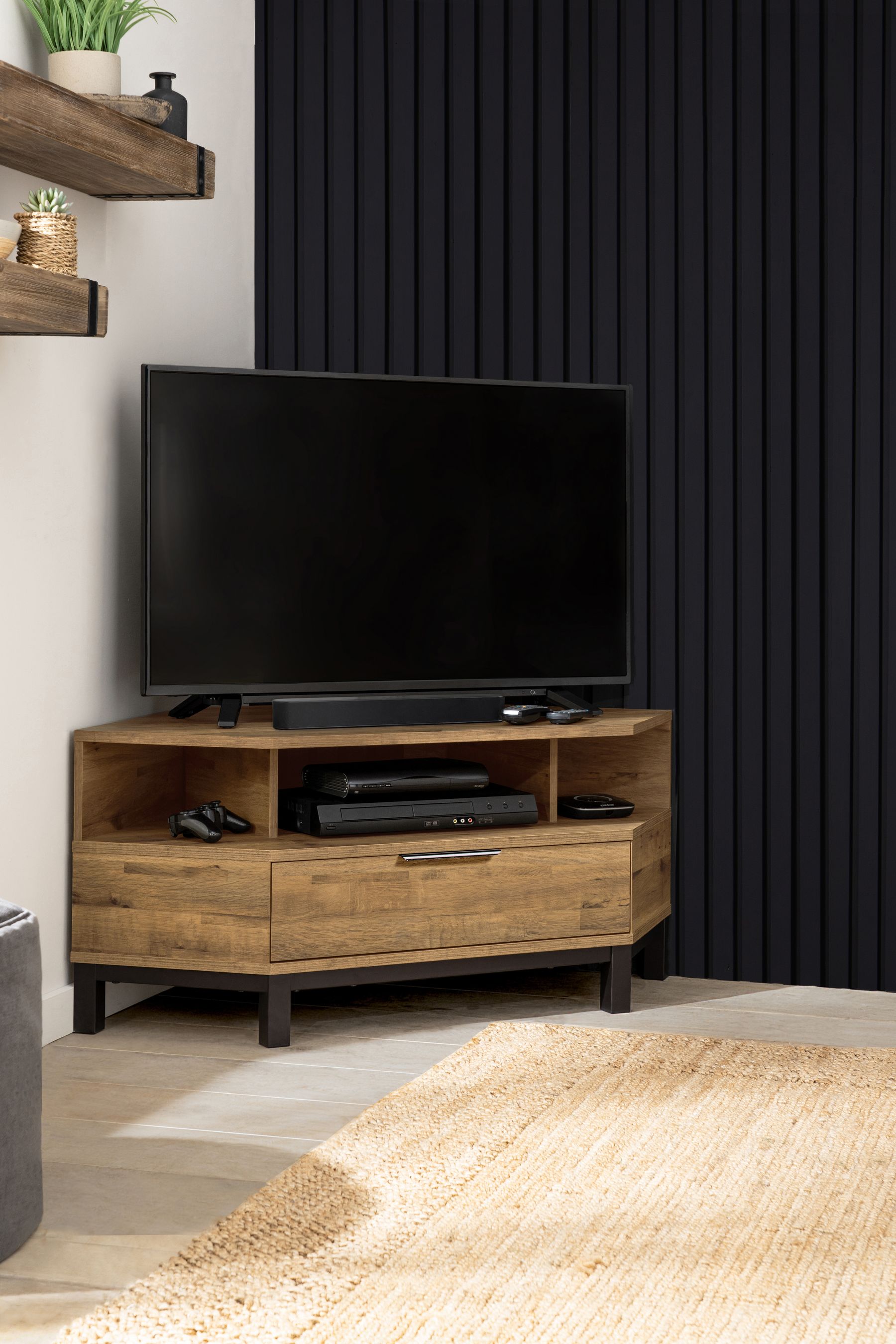 Buy Dark Bronx Oak Effect Up to 50", Corner TV Unit from the Next UK ...