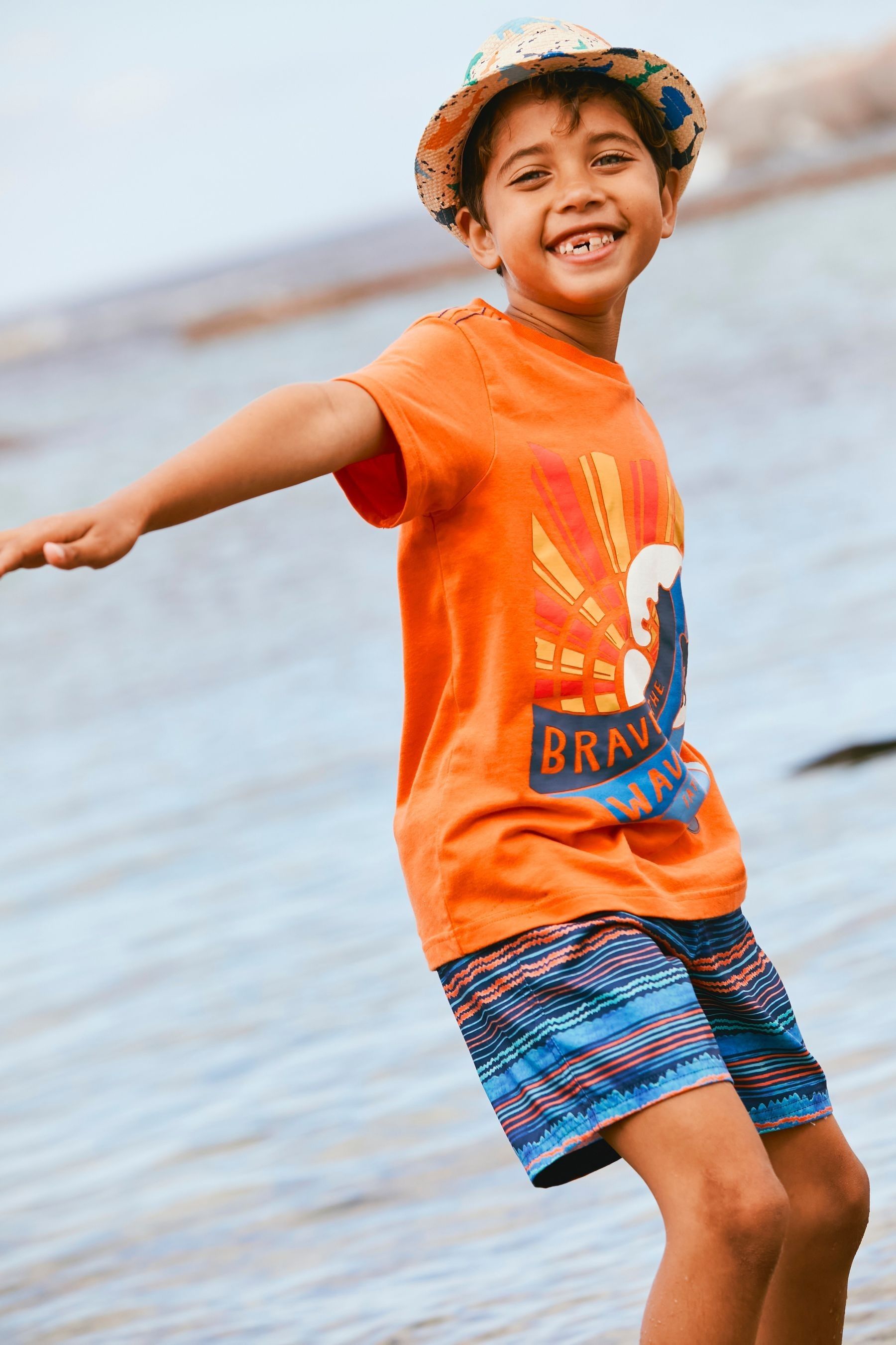 Buy FatFace Orange Brave The Waves Graphic T-Shirt from Next Ireland