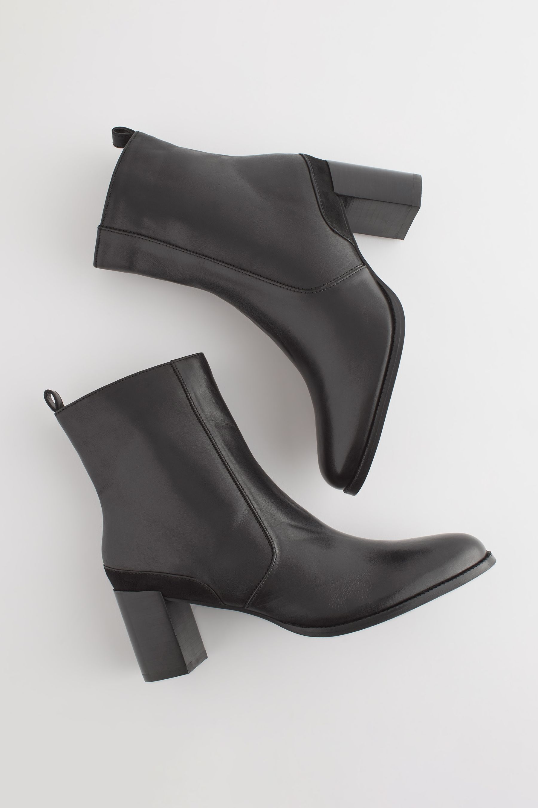 Buy Black Regular/Wide Fit Forever Comfort® Leather Ankle Heeled Boots ...