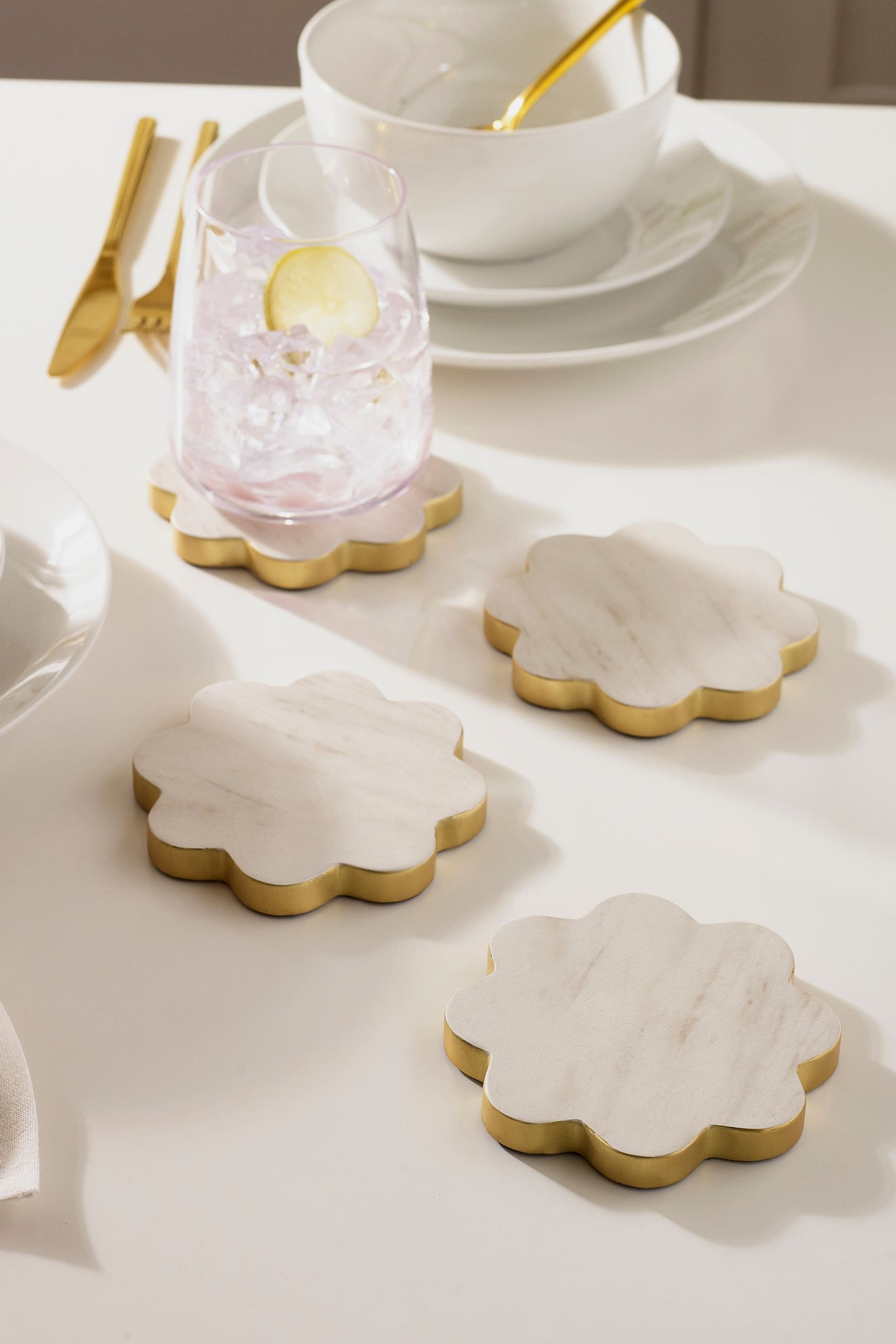 Buy Set of 4 White Valencia Scalloped Coasters from the Next UK online shop