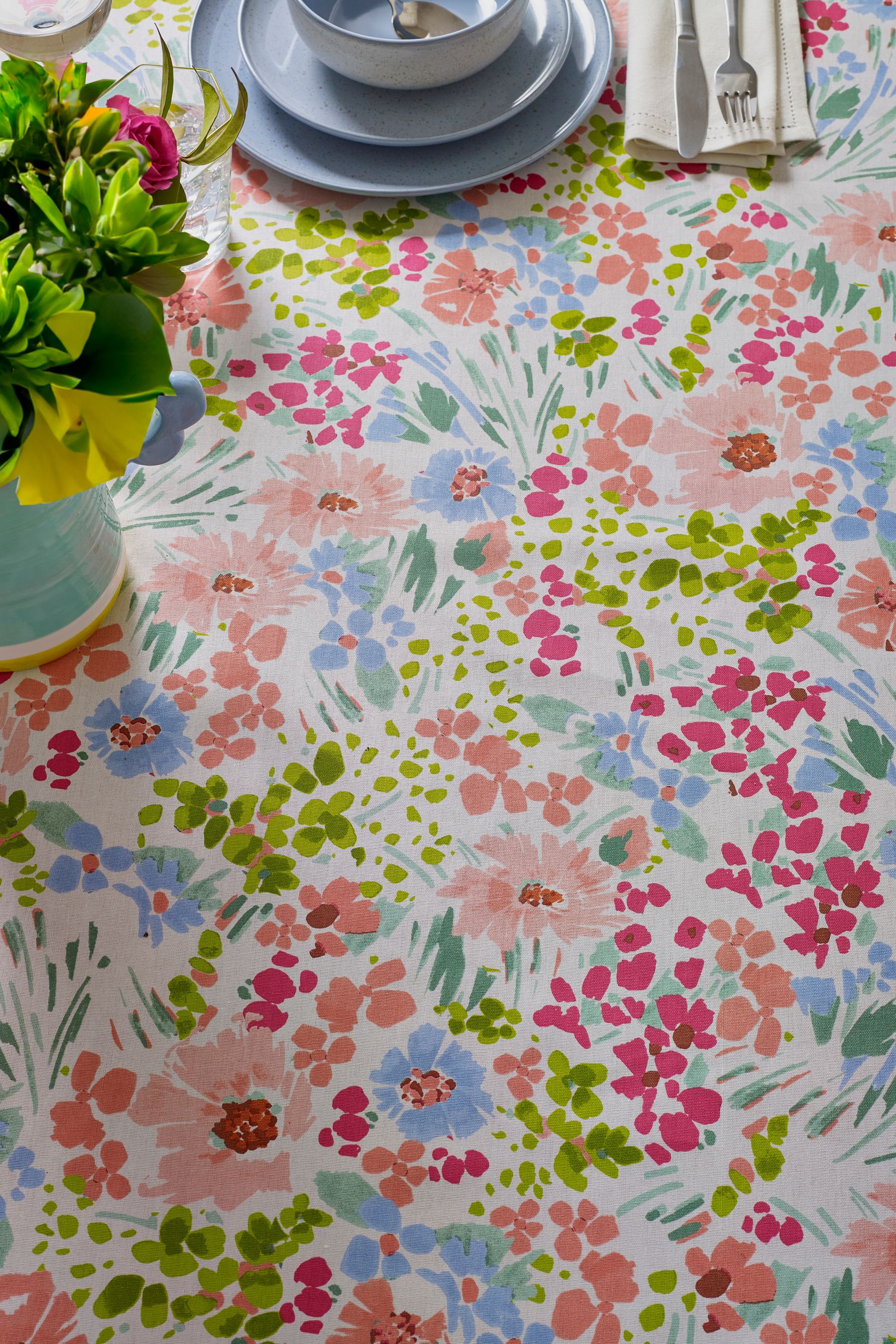 Buy Pink Lisse Floral Wipe Clean Table Cloth from the Next UK online shop