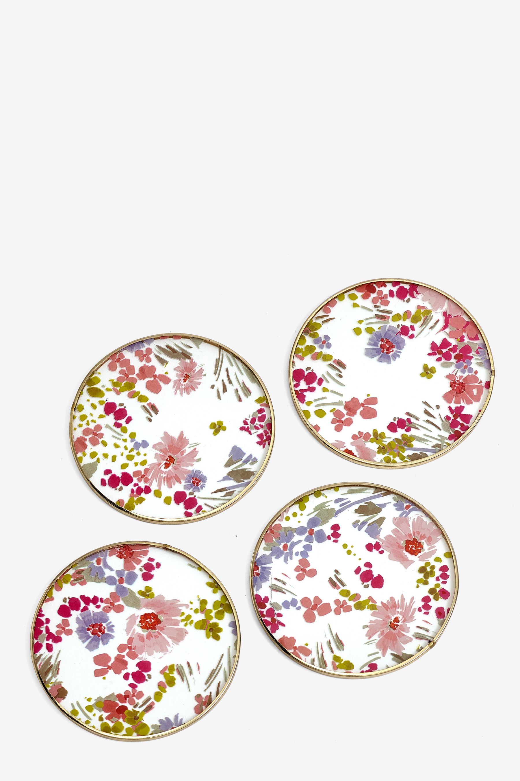 Buy Set of 4 Pink Lisse Floral Glass Coasters from the Next UK online shop
