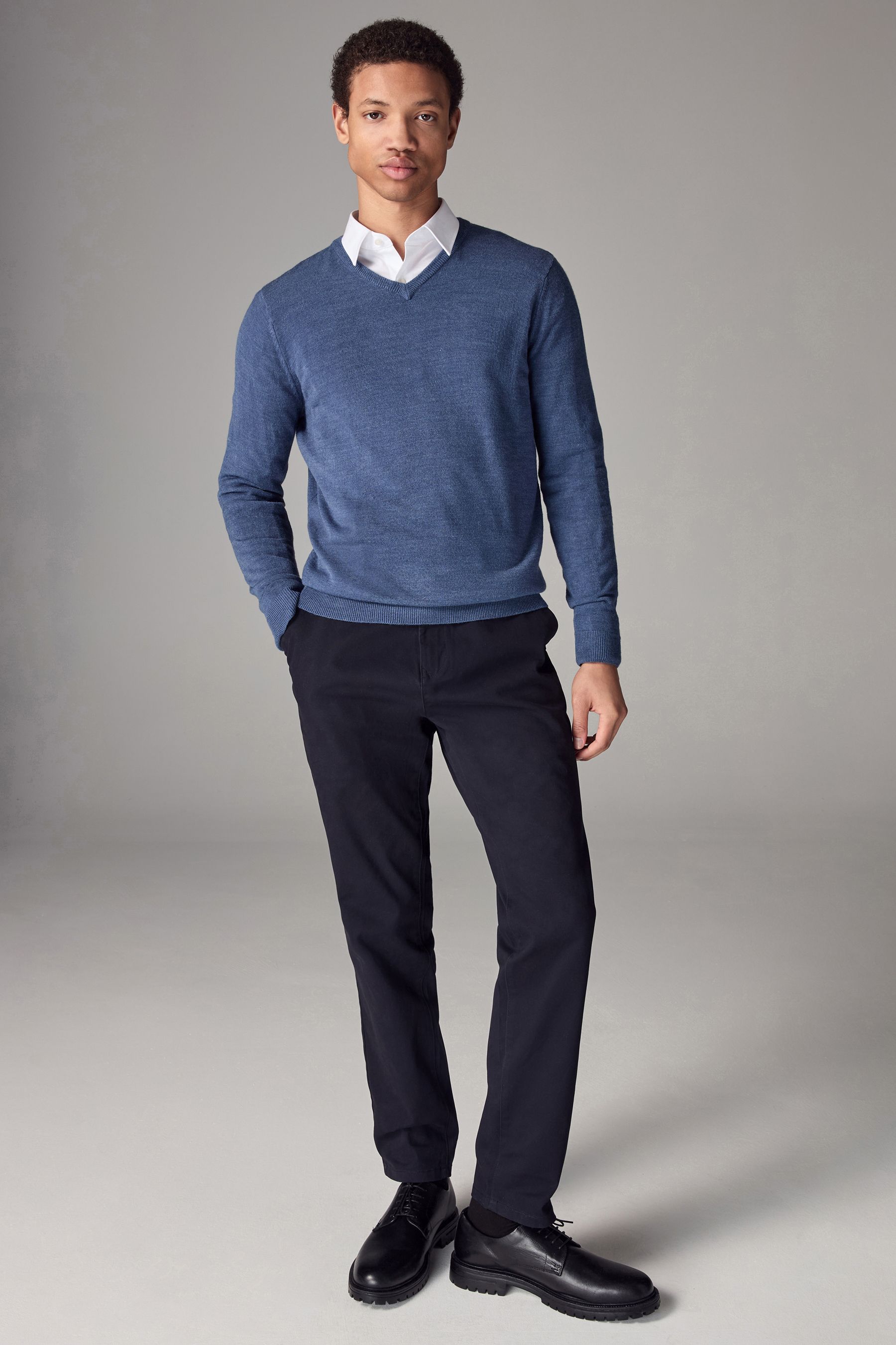Buy Mid Blue V-Neck Regular Soft Touch Knit Jumper from the Next UK ...