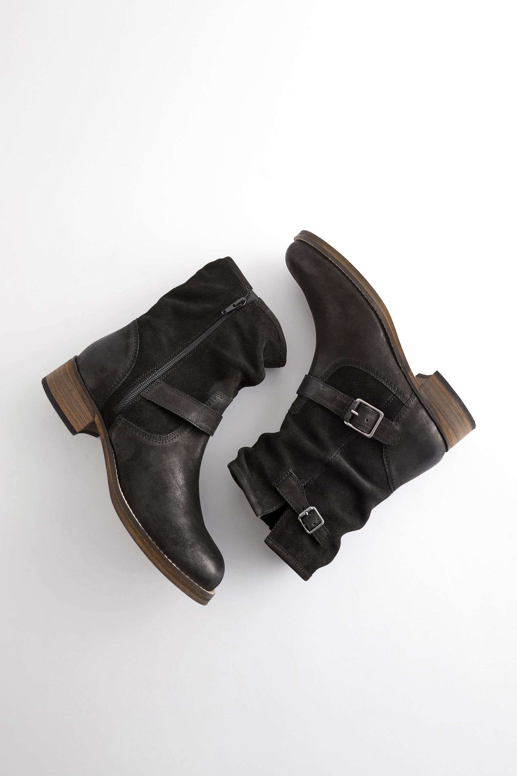 Buy Black Regular/Wide Fit Forever Comfort® Leather Slouch Ankle Boots ...