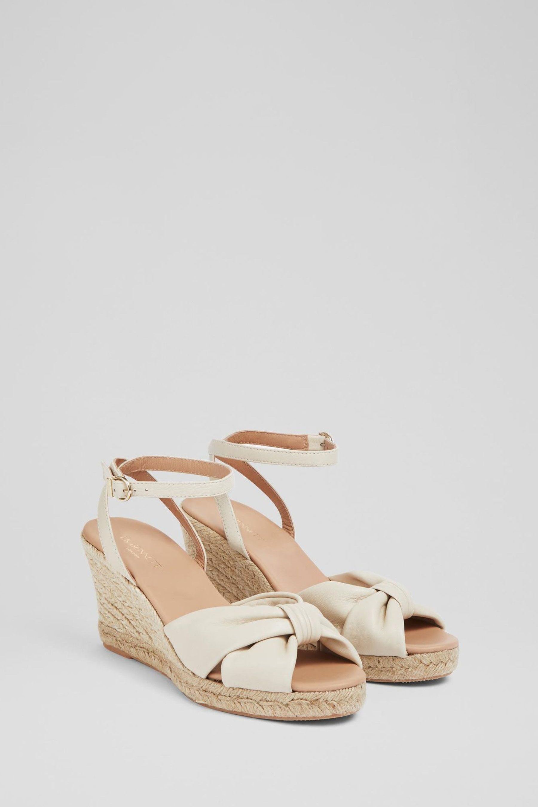 Buy LK Bennett Natural Angela Cream Leather Espadrille Sandals from the ...