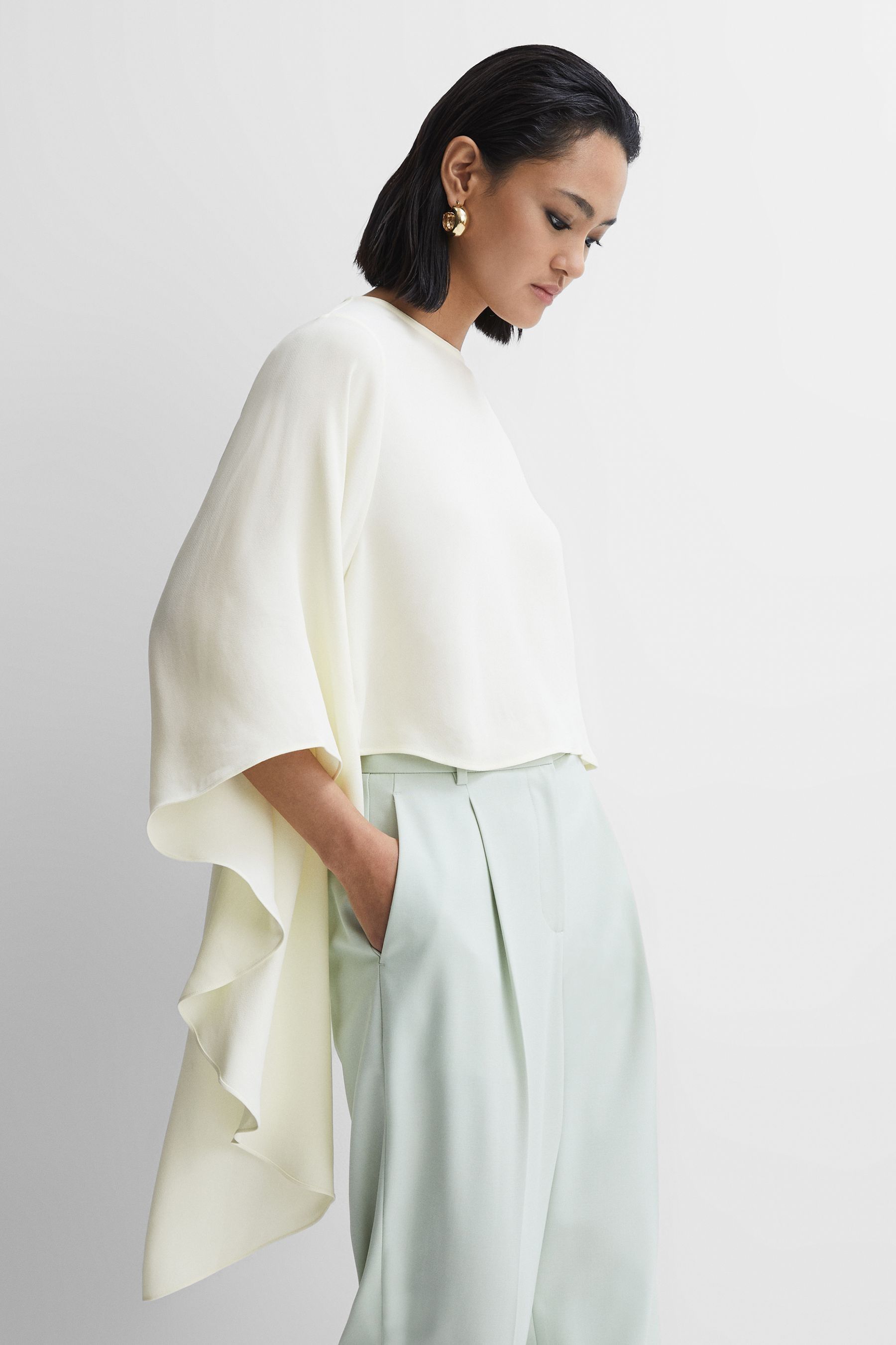 Buy Reiss Ivory Liana Cape Crew Neck Blouse from the Next UK online shop