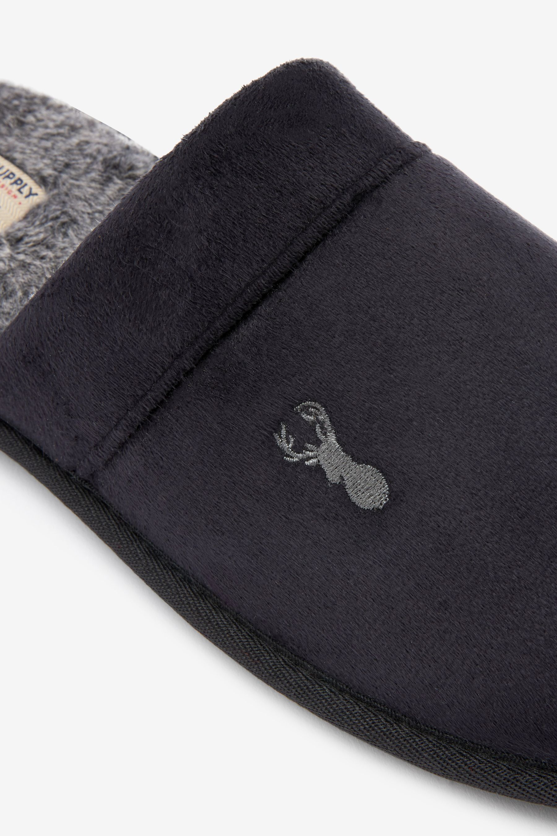 Buy Black Stag Faux Fur Lined Mule Slippers from the Next UK online shop