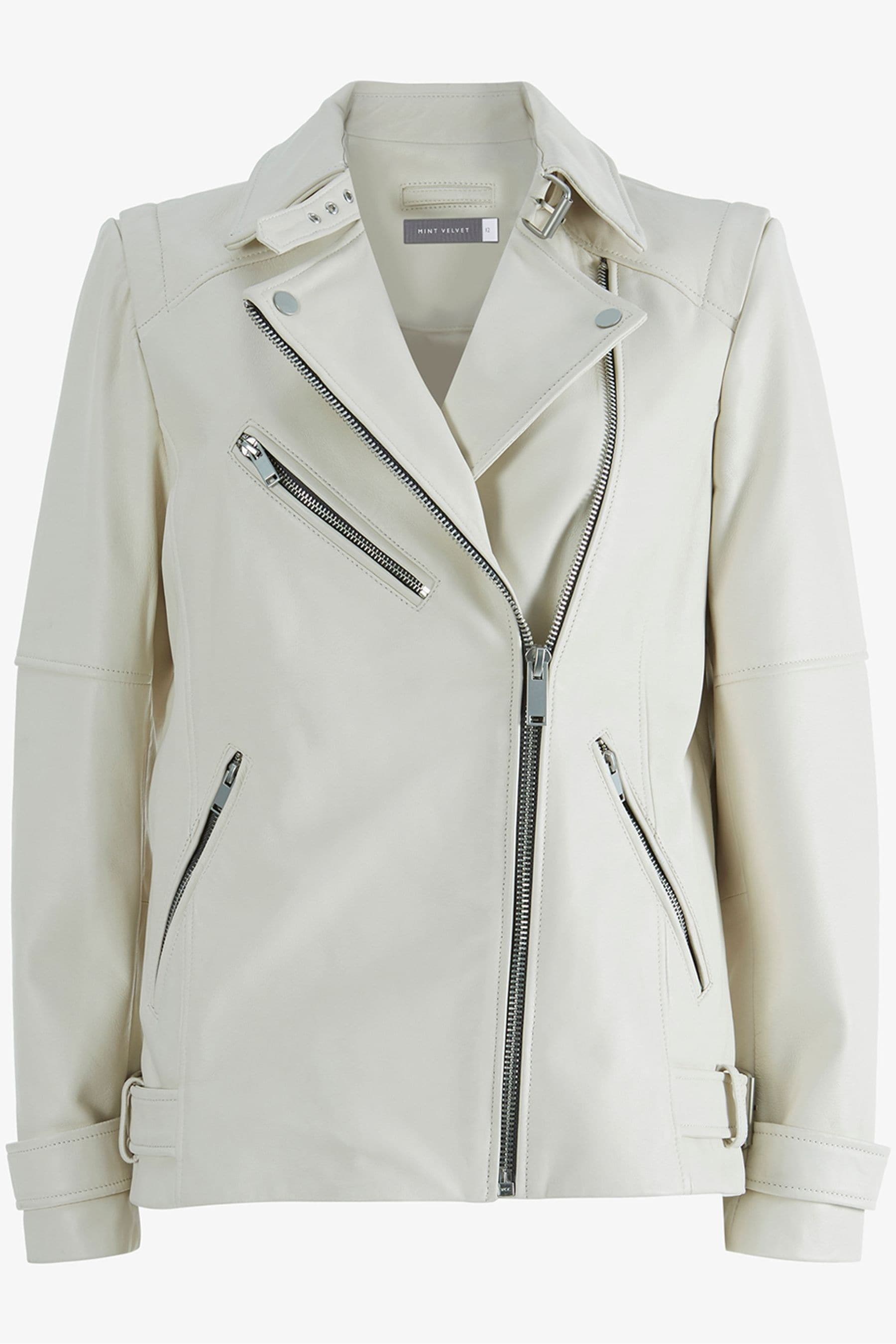Buy Mint Velvet Off-White Leather Biker Jacket from Next Ireland