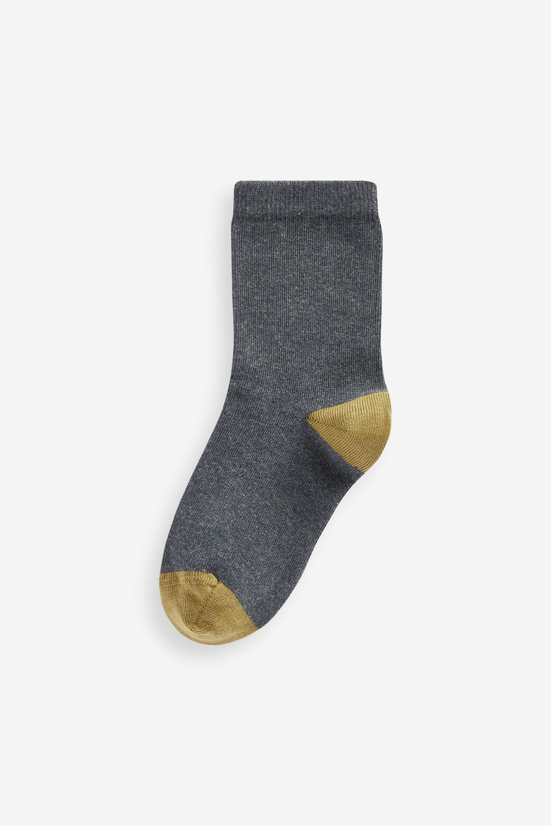 Buy Grey with Contrast Heel and Toe Cotton Rich Socks 10 Pack from the ...
