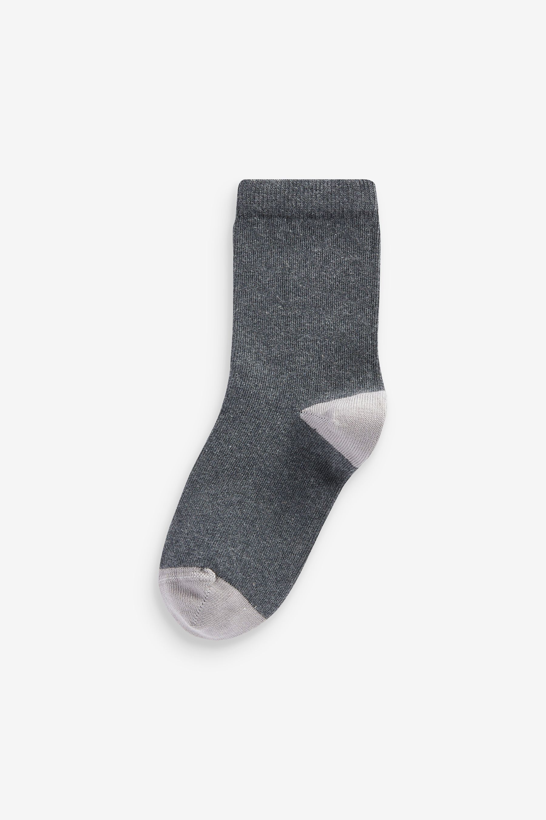 Buy Grey with Contrast Heel and Toe Cotton Rich Socks 10 Pack from the ...