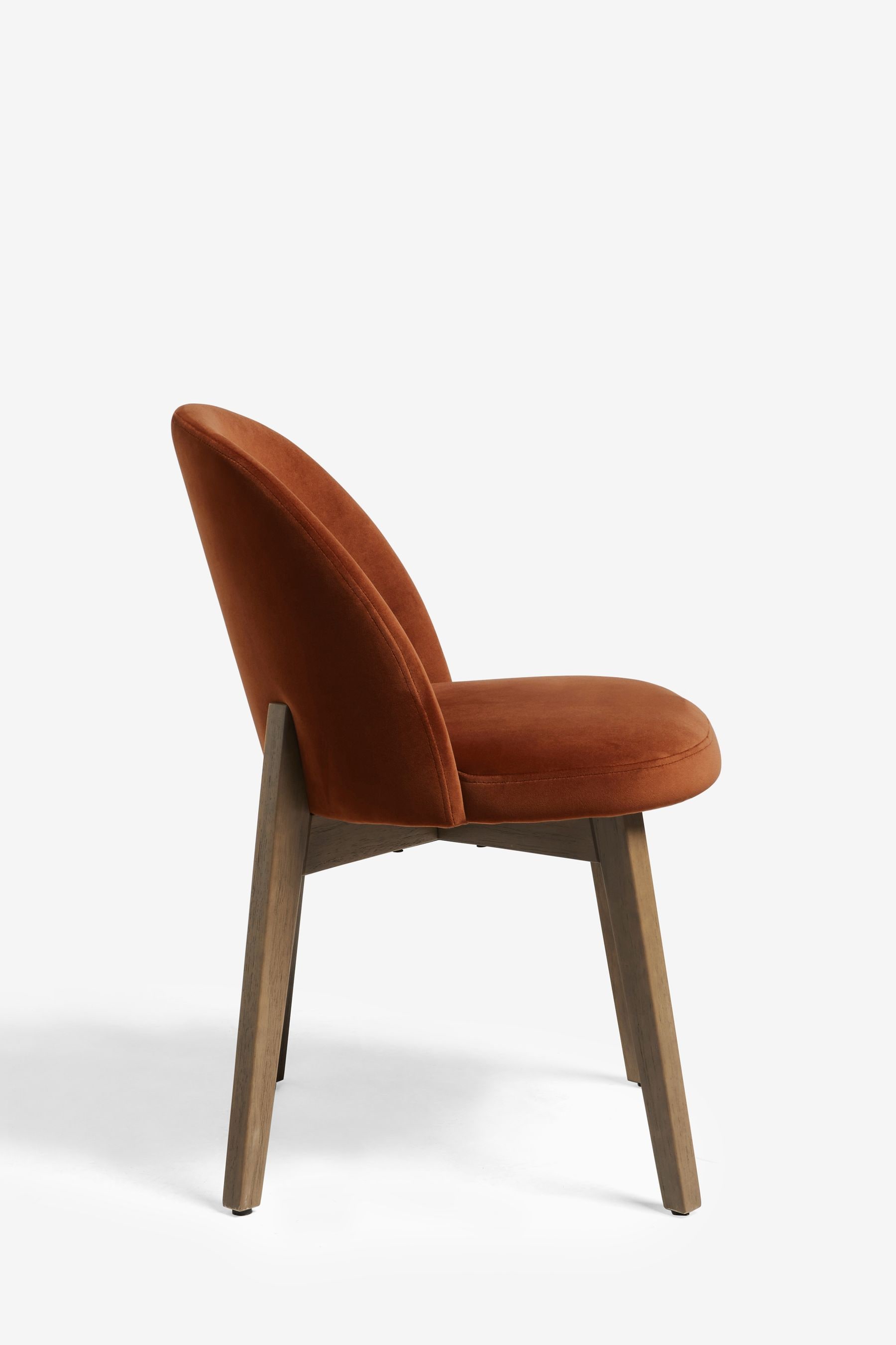 Buy Soft Velvet Rust Walnut Leg Preston Walnut Effect Leg Dining Chairs ...