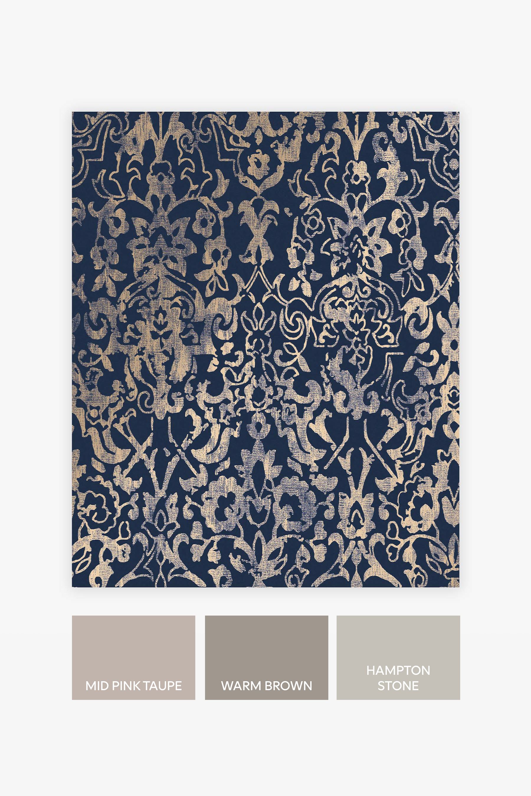 Buy Blue Next Majestic Damask Wallpaper Wallpaper from the Next UK ...