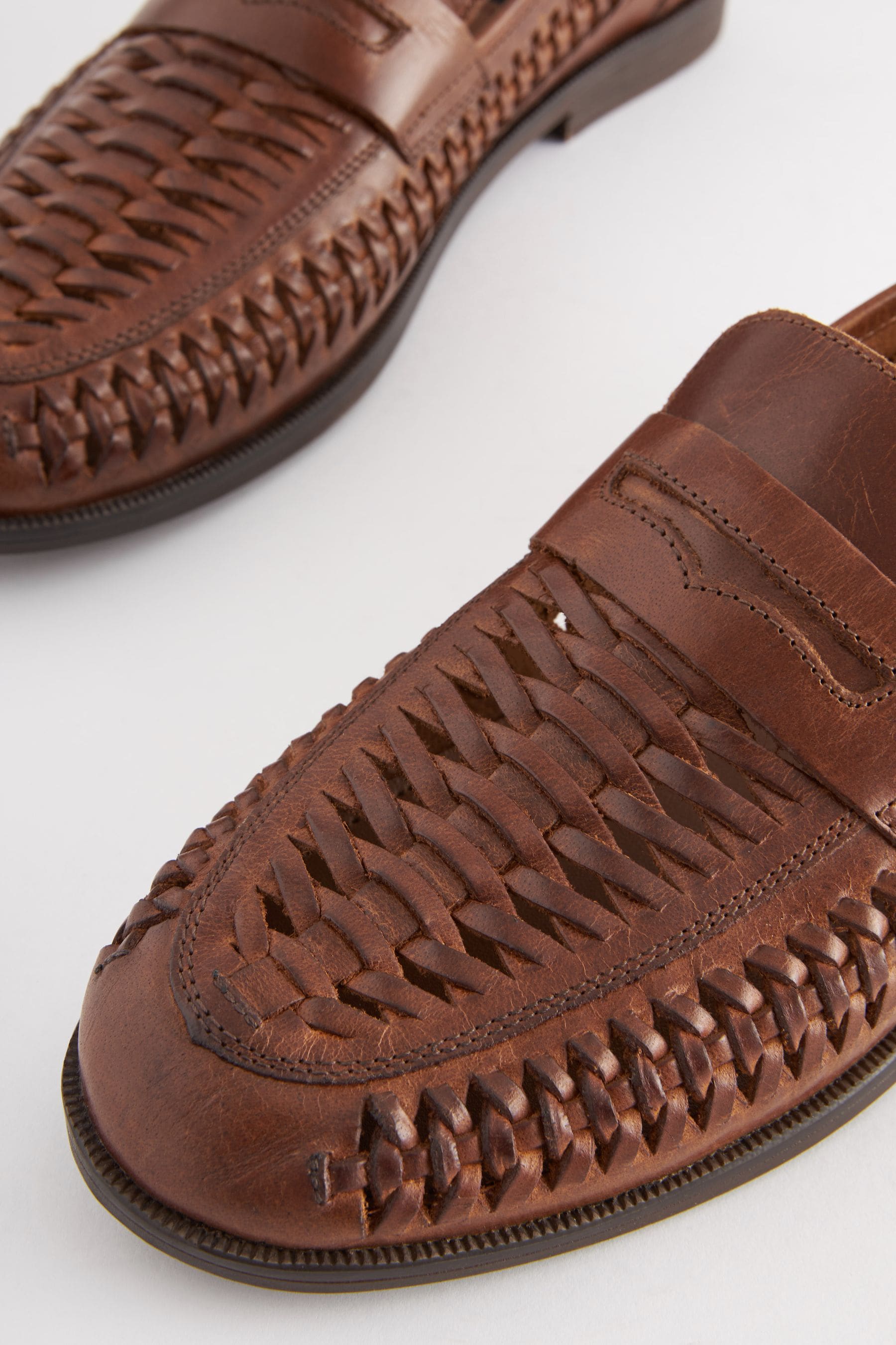 Buy Joules Tan Brown Leather Weave Loafers from the Next UK online shop