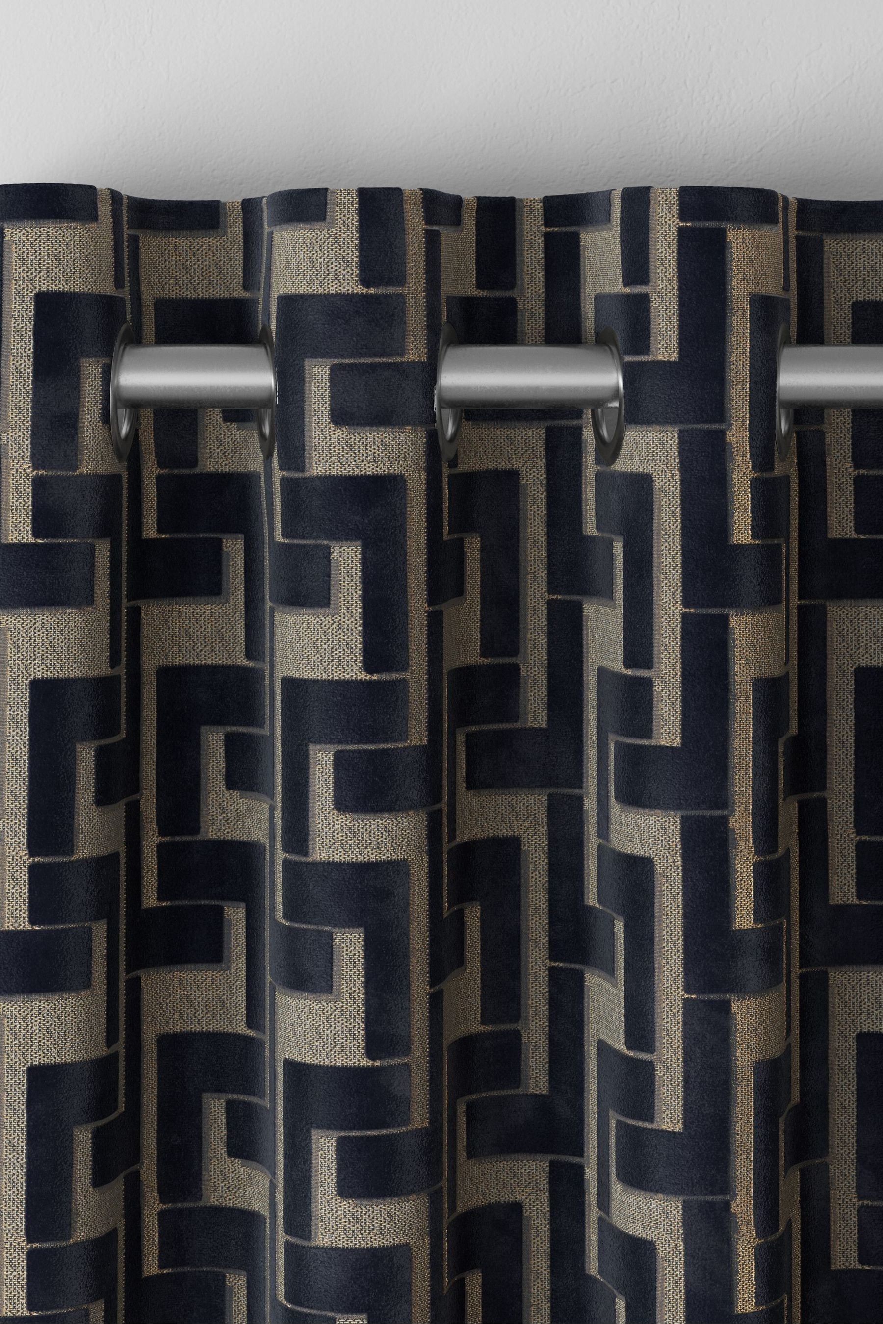 Buy Blue Luxe Fretwork Made to Measure Curtains from the Next UK online ...