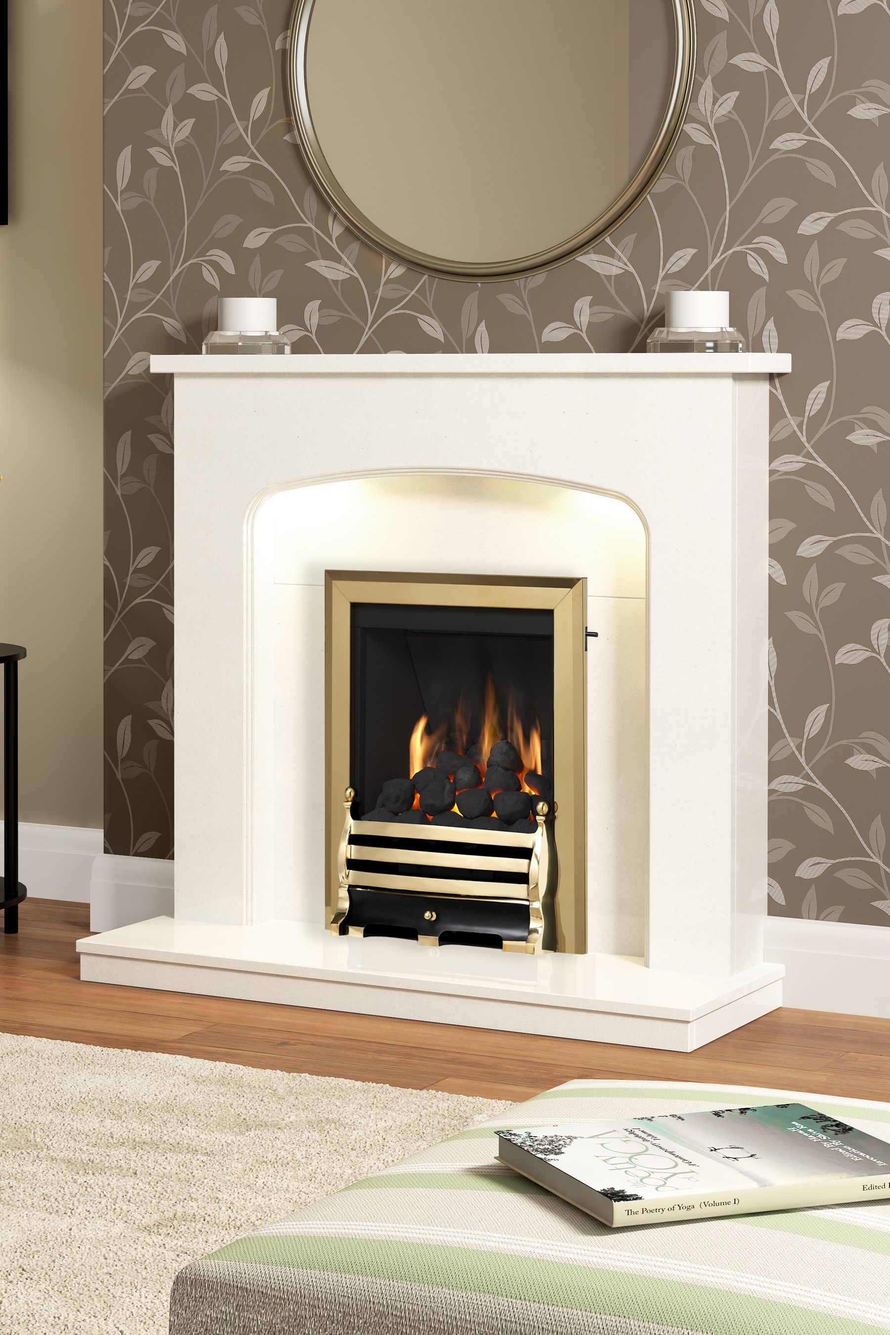 Buy Be Modern White Tasmin Marble Curved Arch Fireplace Surround from ...