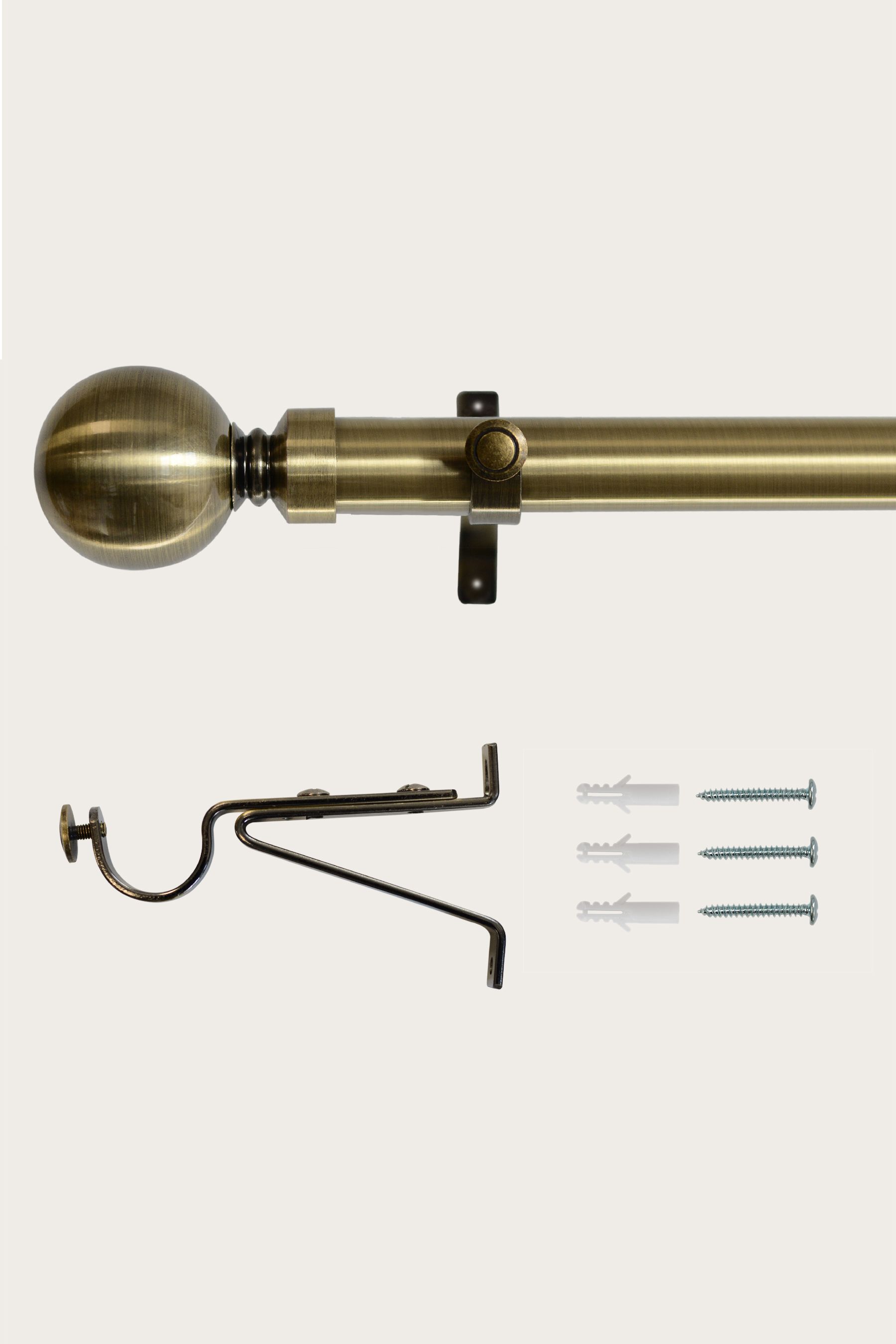 Buy Laura Ashley Brass 28mm Eyelet Pole Kit with Ball Finial Curtain ...