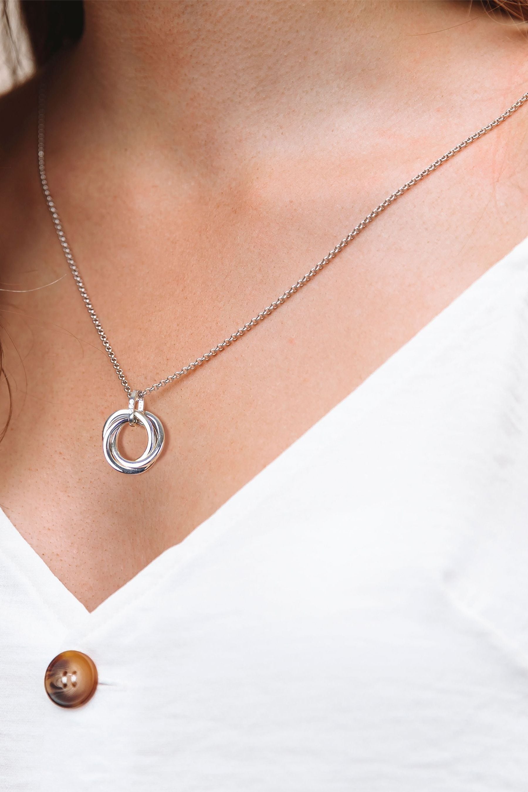 Buy Hot Diamonds Silver Tone Calm Pendant Necklace from the Next UK ...