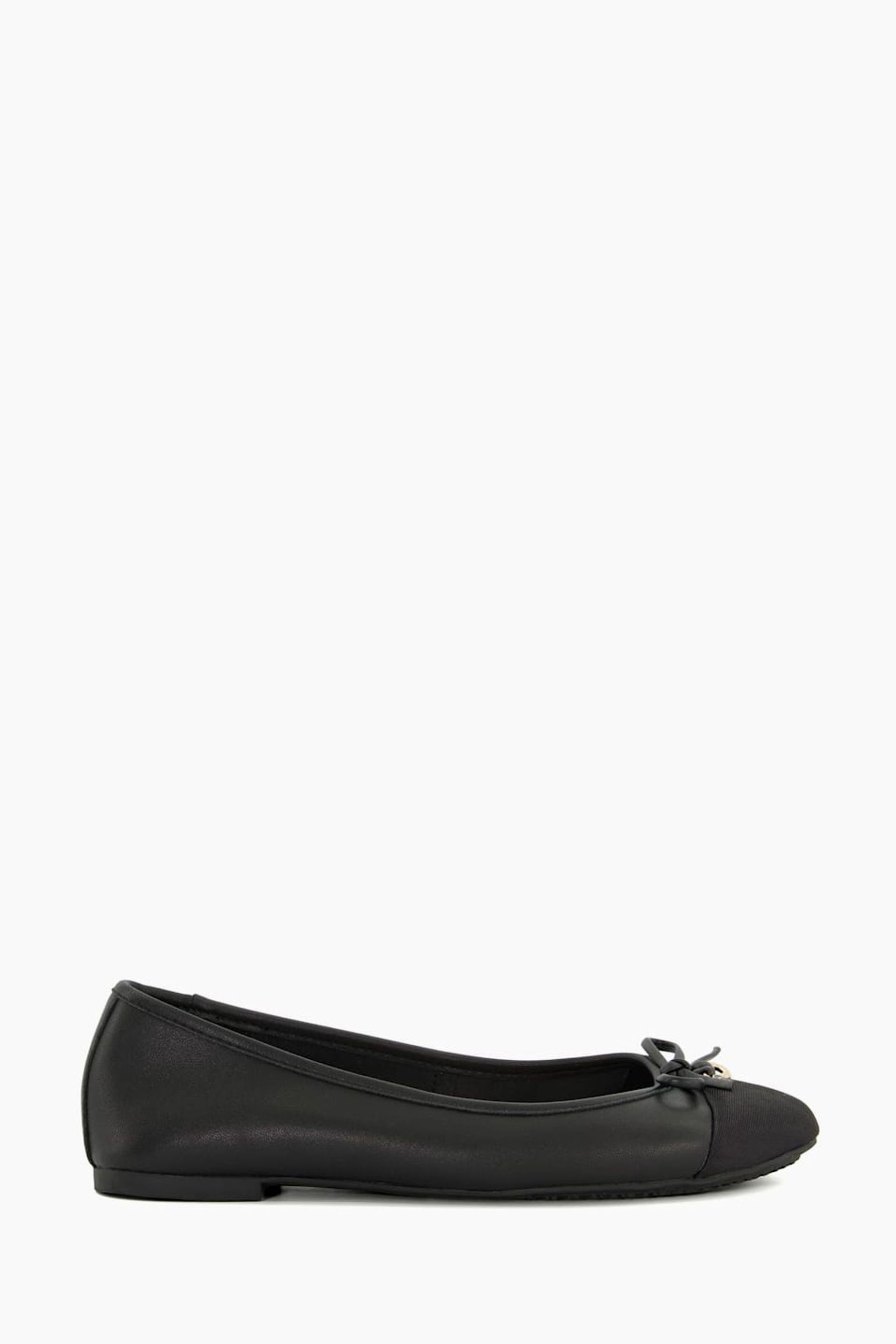 Buy Dune London Dark Black Standard Fit Hallo Charm Trim Ballet Shoes ...