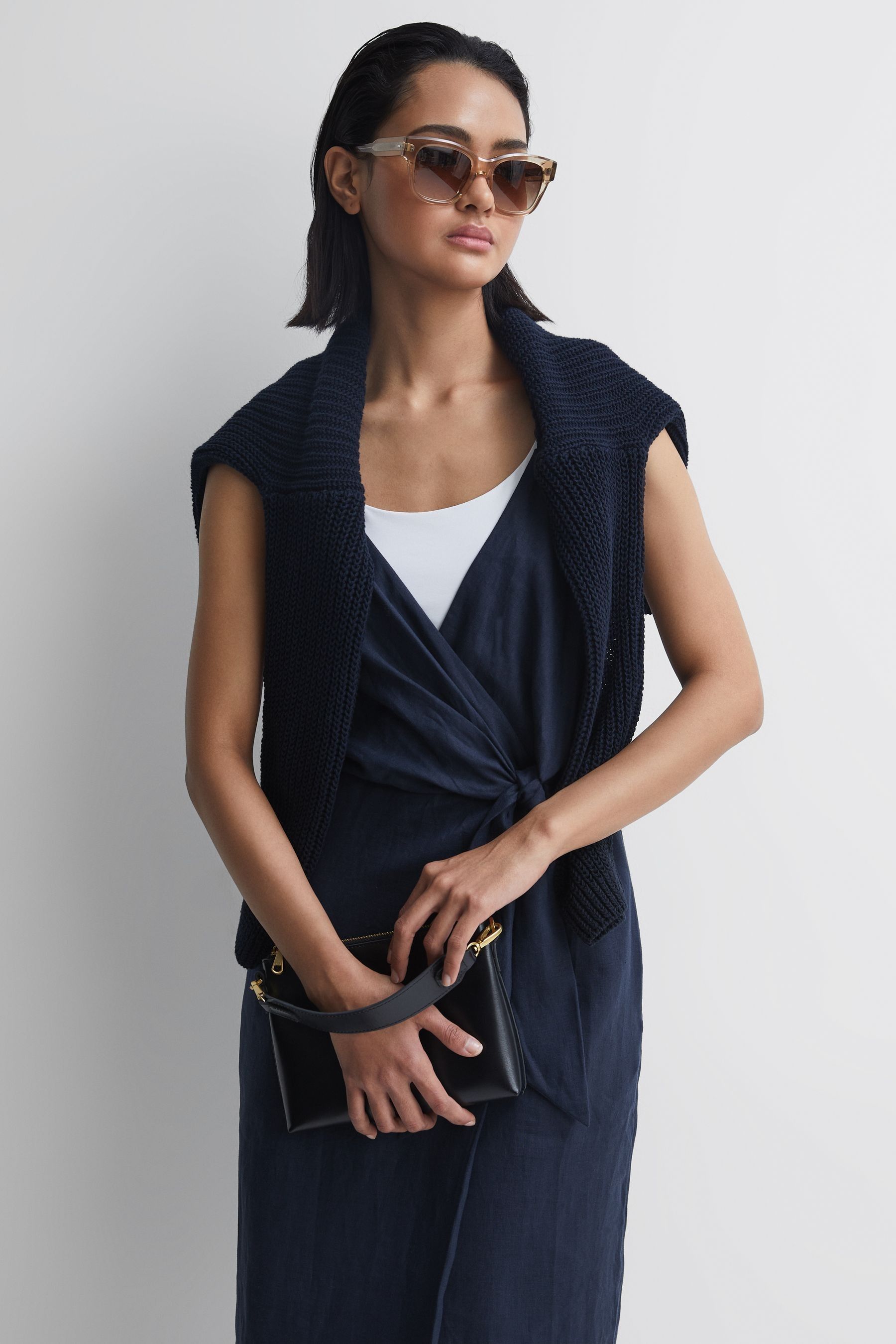 Buy Reiss Esme Linen Side Tie Midi Dress from Next Ireland