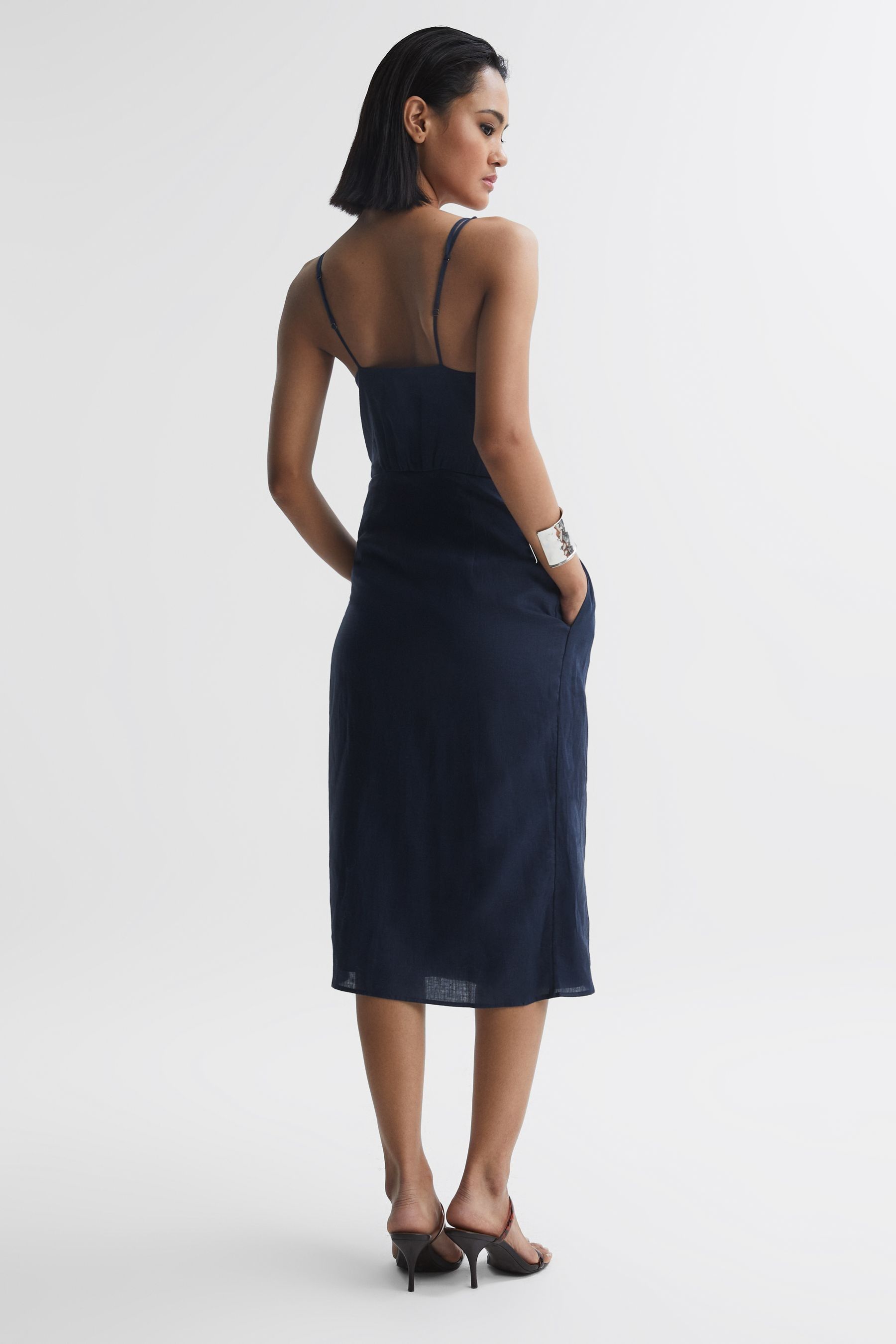 Buy Reiss Esme Linen Side Tie Midi Dress from Next Ireland