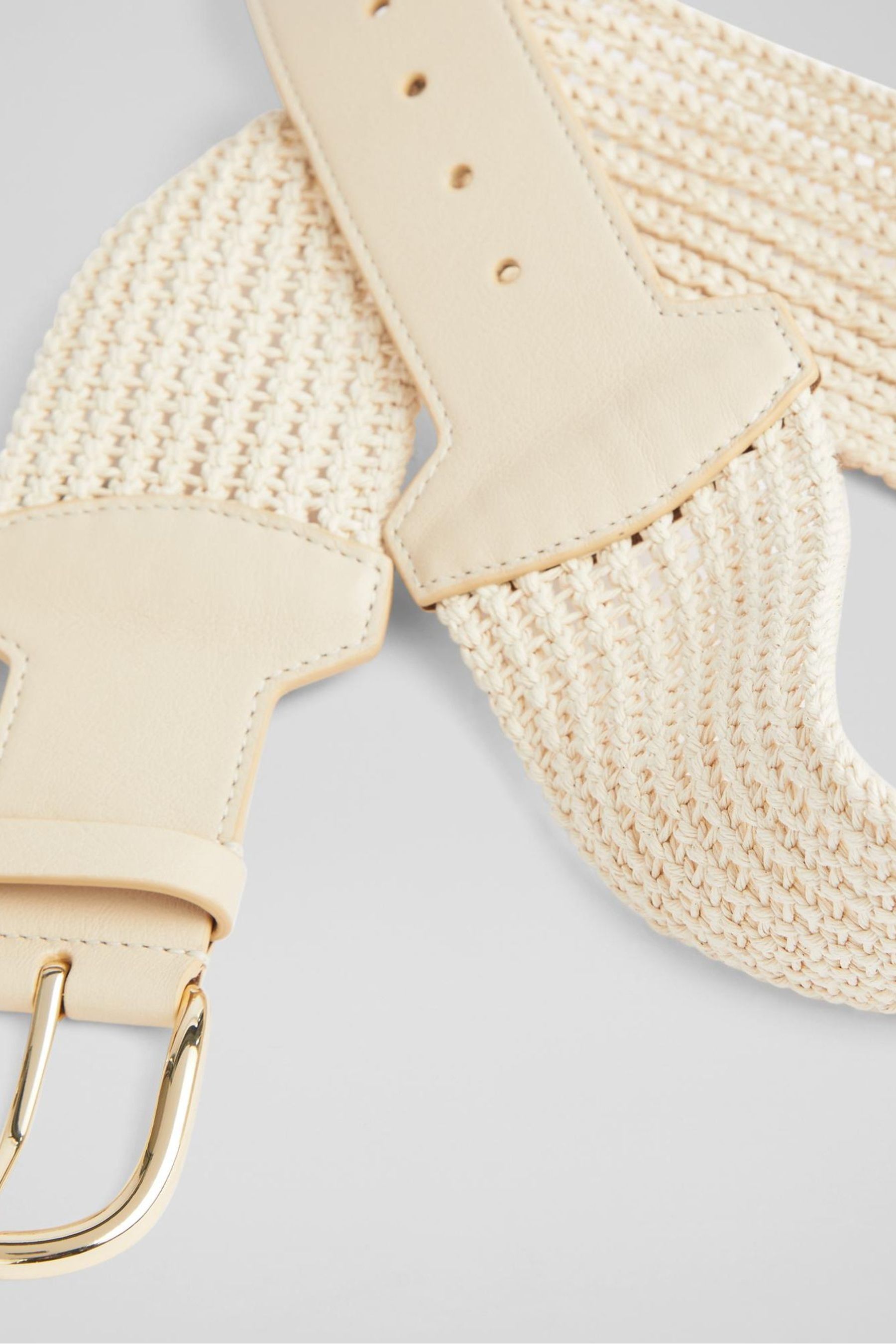Buy LK Bennett Eliana Cream Woven Cotton And Leather Wide Belt from the ...