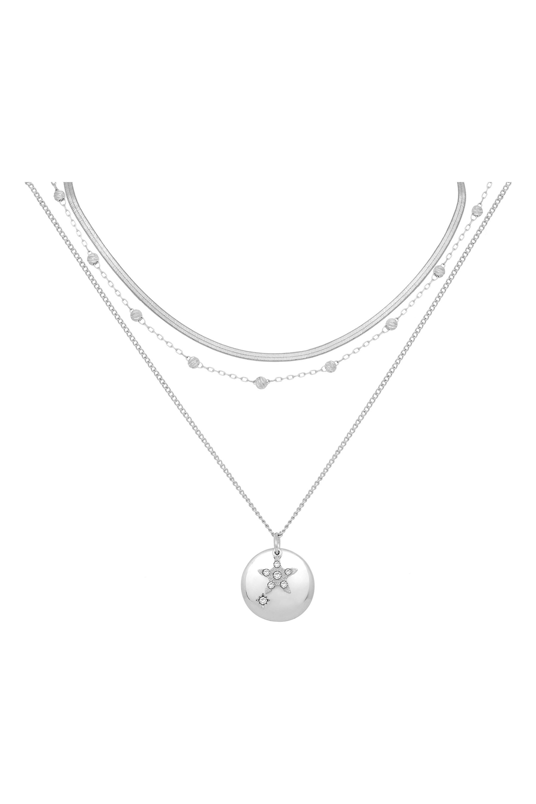 Buy Caramel Jewellery London Silver Tone Double Layer Sparkly Disc ...