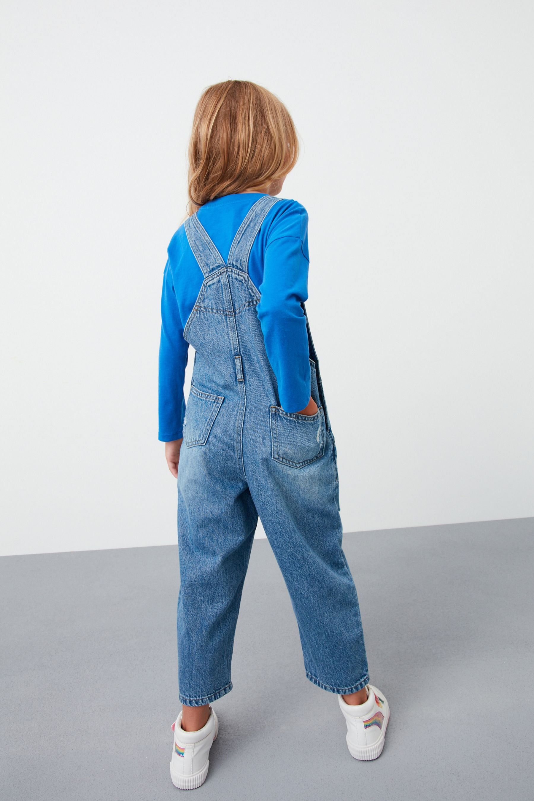 Buy Mid Blue Denim Mom Dungarees (3-16yrs) from the Next UK online shop