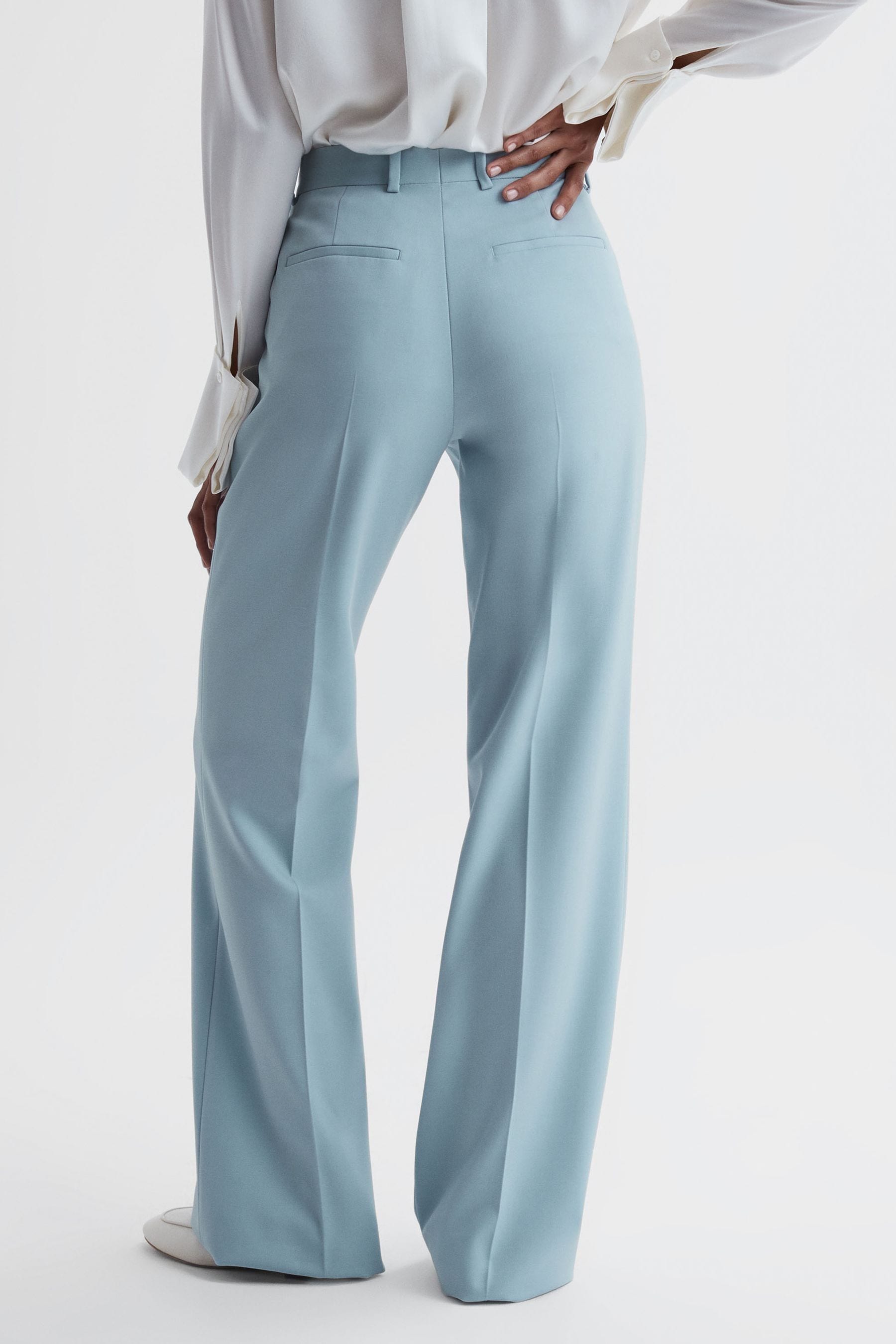 Buy Reiss Blue Clara Wide Leg Wool Blend Trousers from the Next UK ...