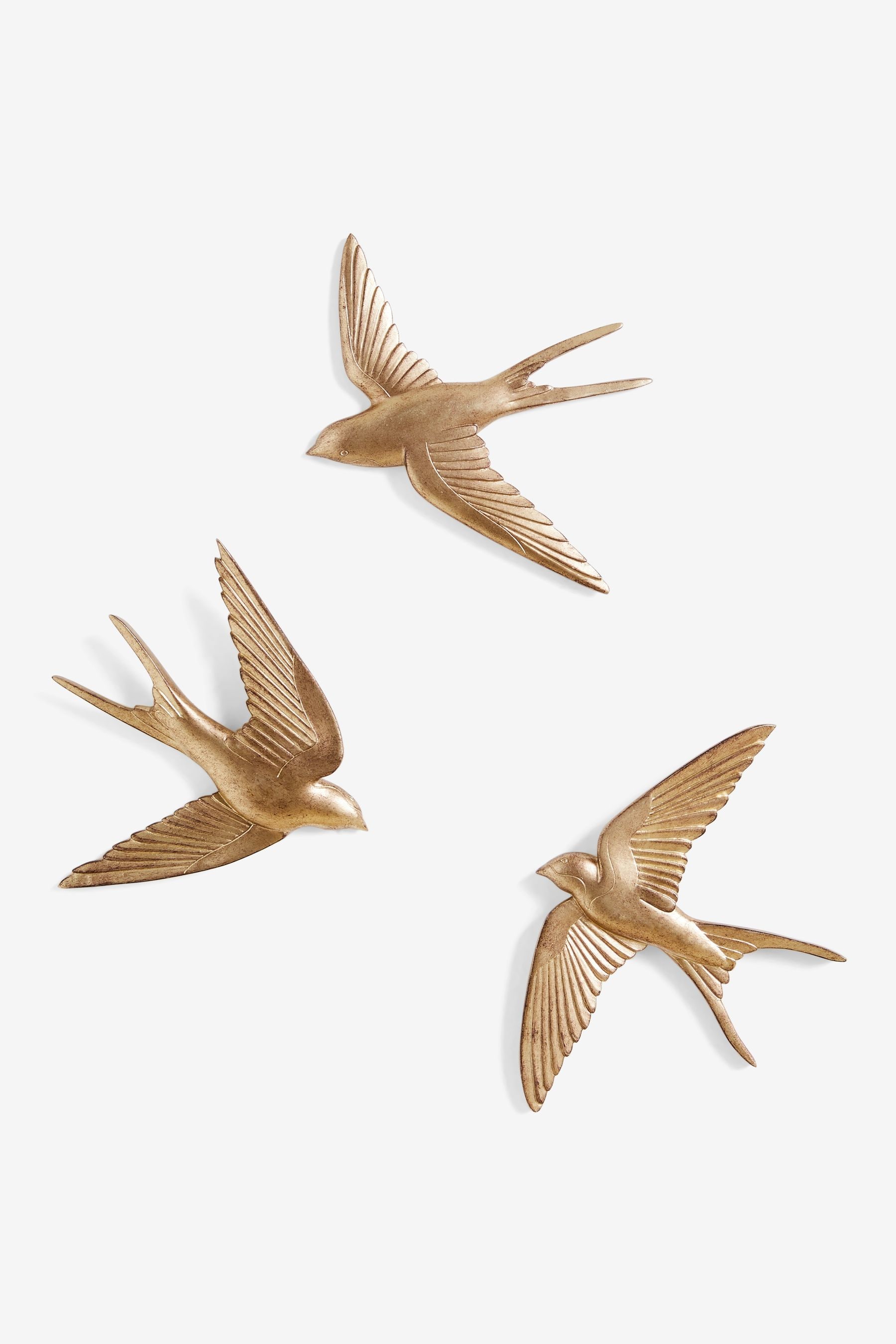 Buy Set of 3 Gold Swallow Wall Art Plaques from the Next UK online shop