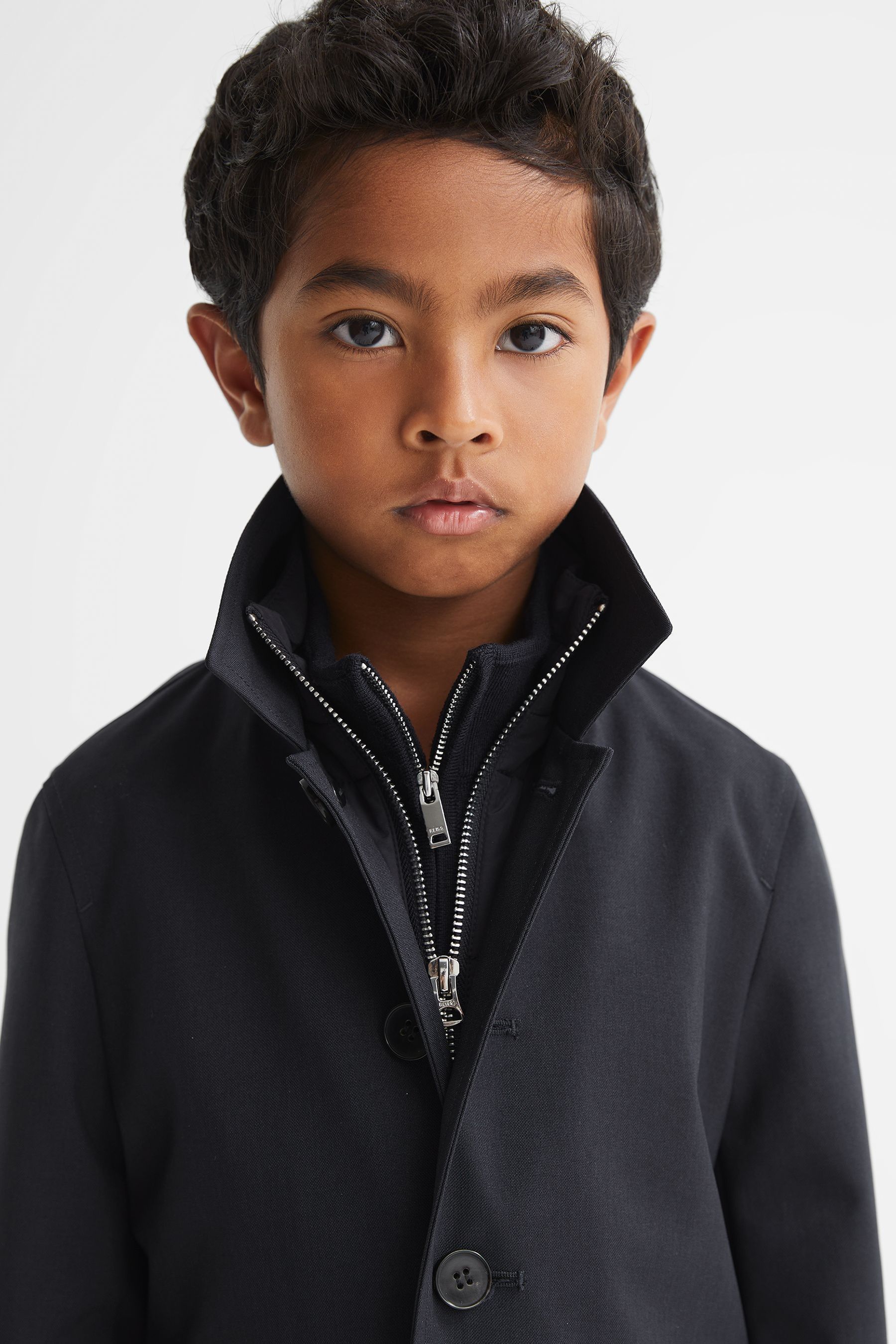 Buy Reiss Navy Perrin Junior Trench With Funnel-Neck Insert from the ...