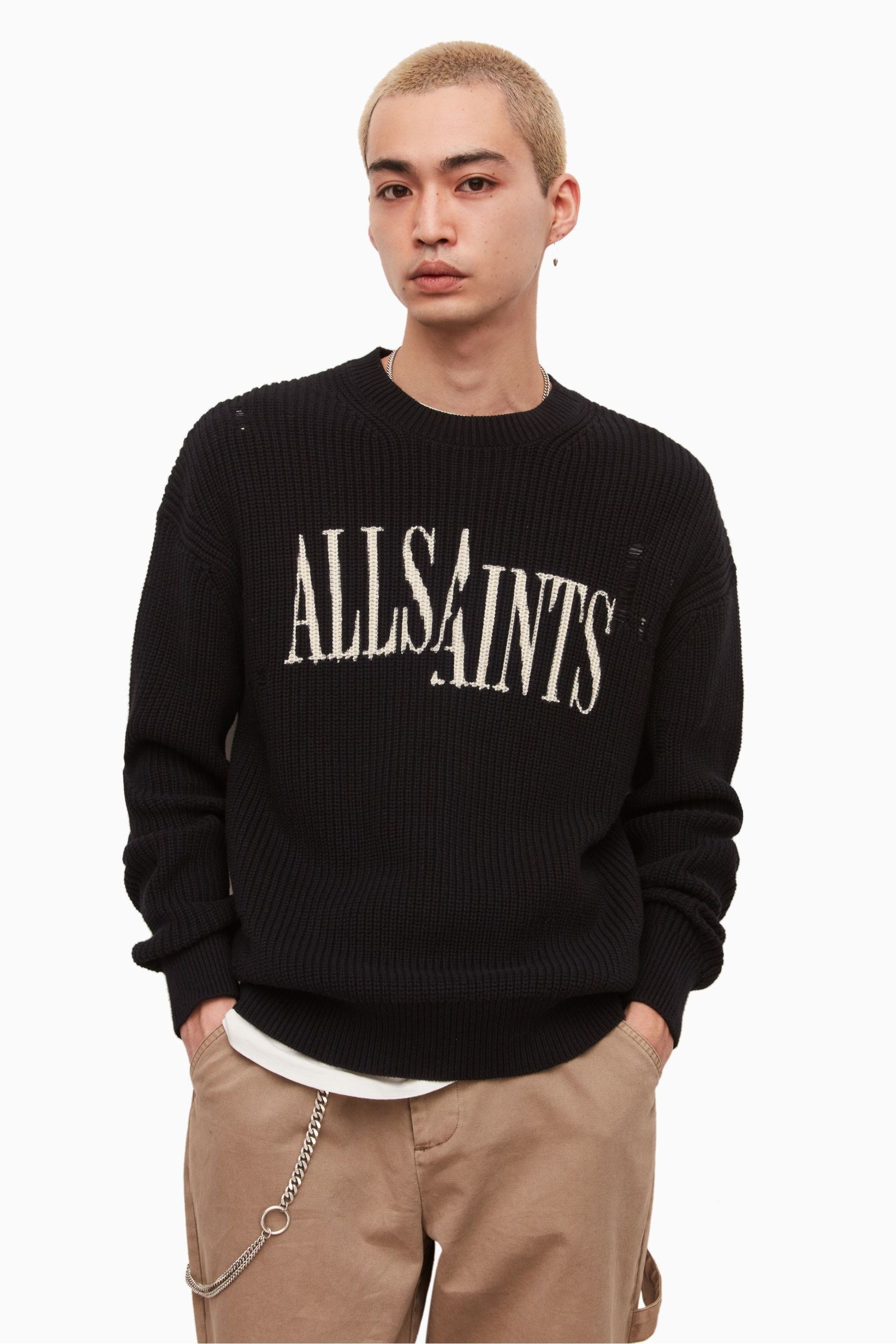 Buy AllSaints Black Stacked Crew Jumper from the Next UK online shop