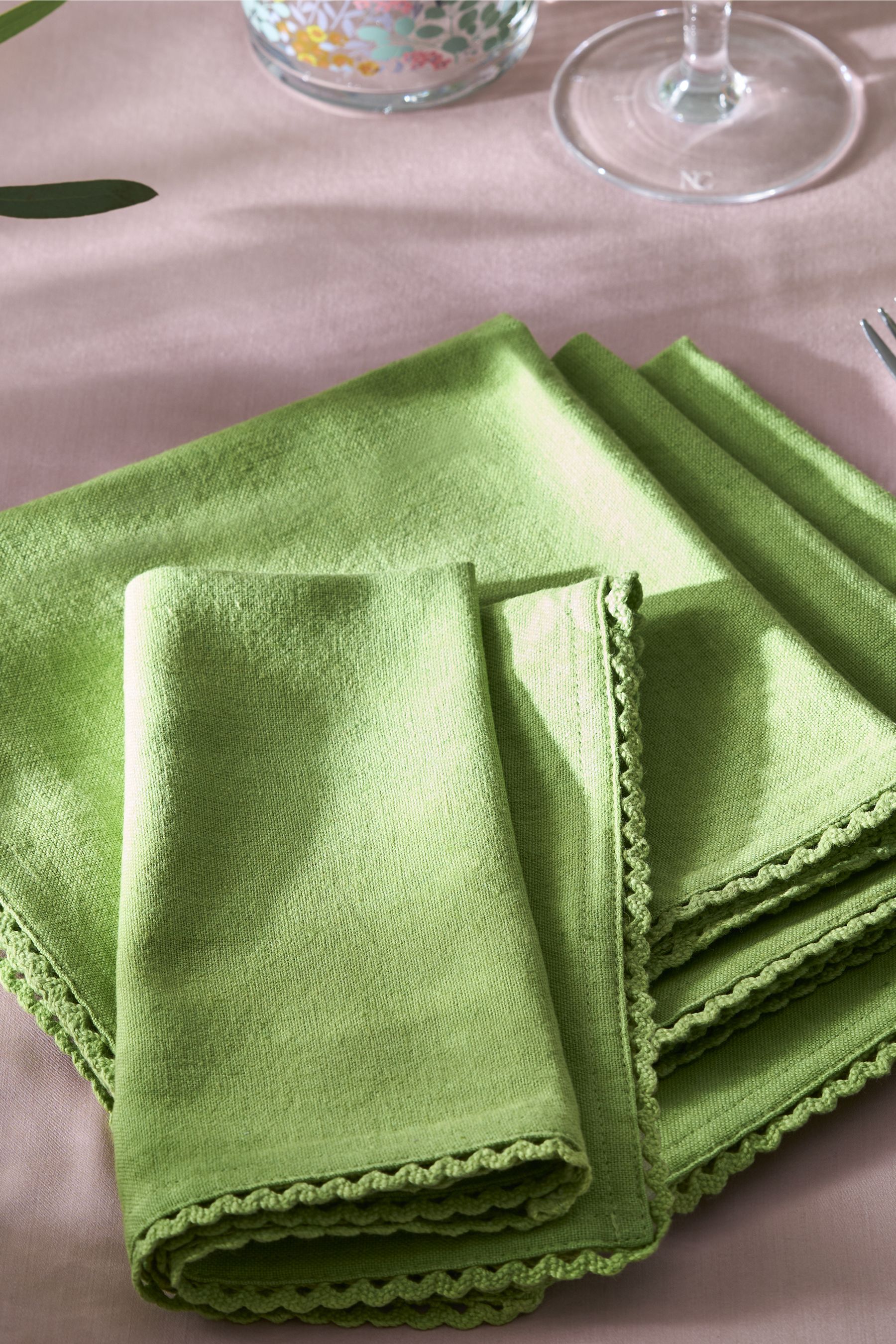 Buy Nina Campbell Set of 4 Green Lace Trimmed Napkins from the Next UK ...