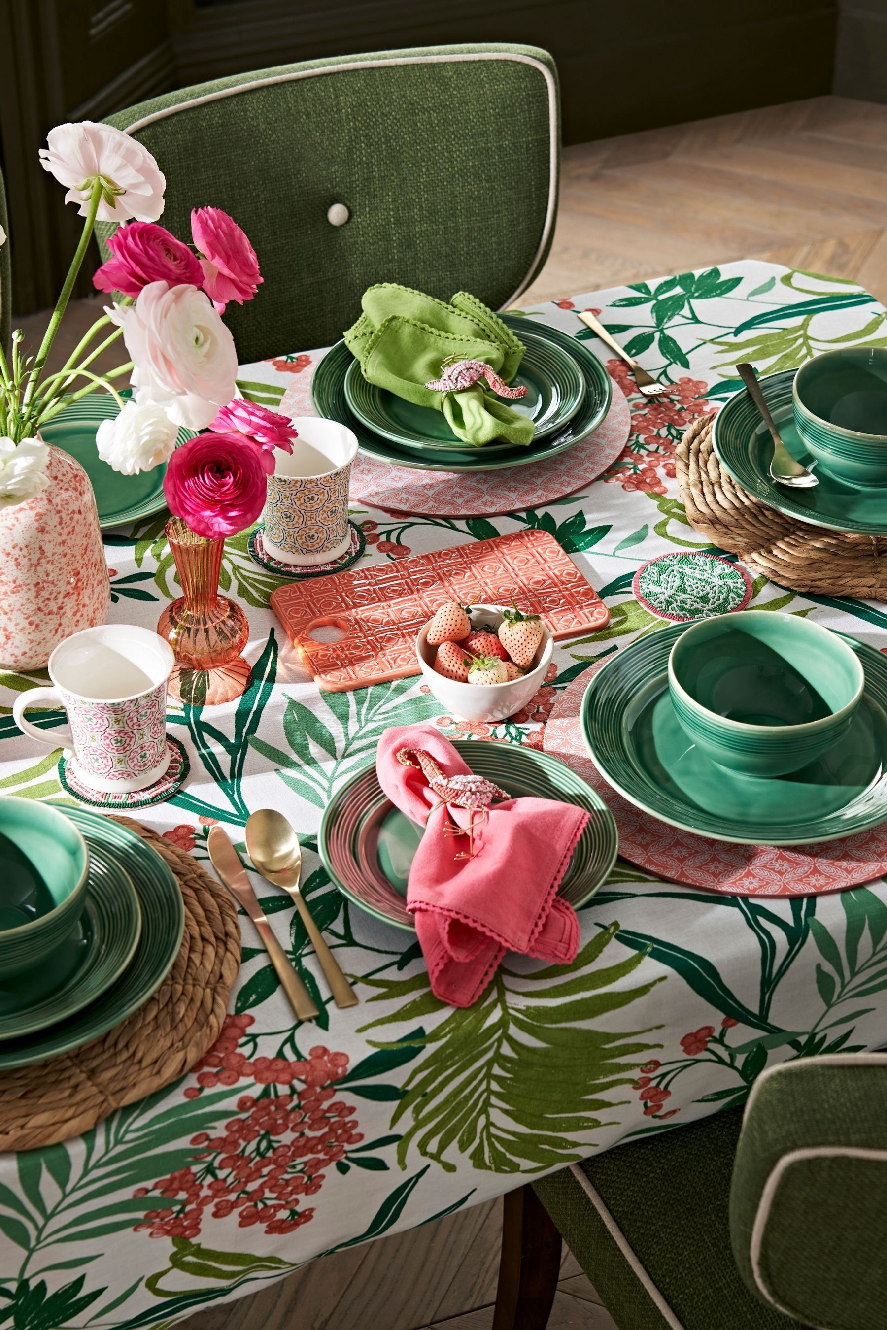 Buy Nina Campbell Set of 4 Green Lace Trimmed Napkins from the Next UK ...