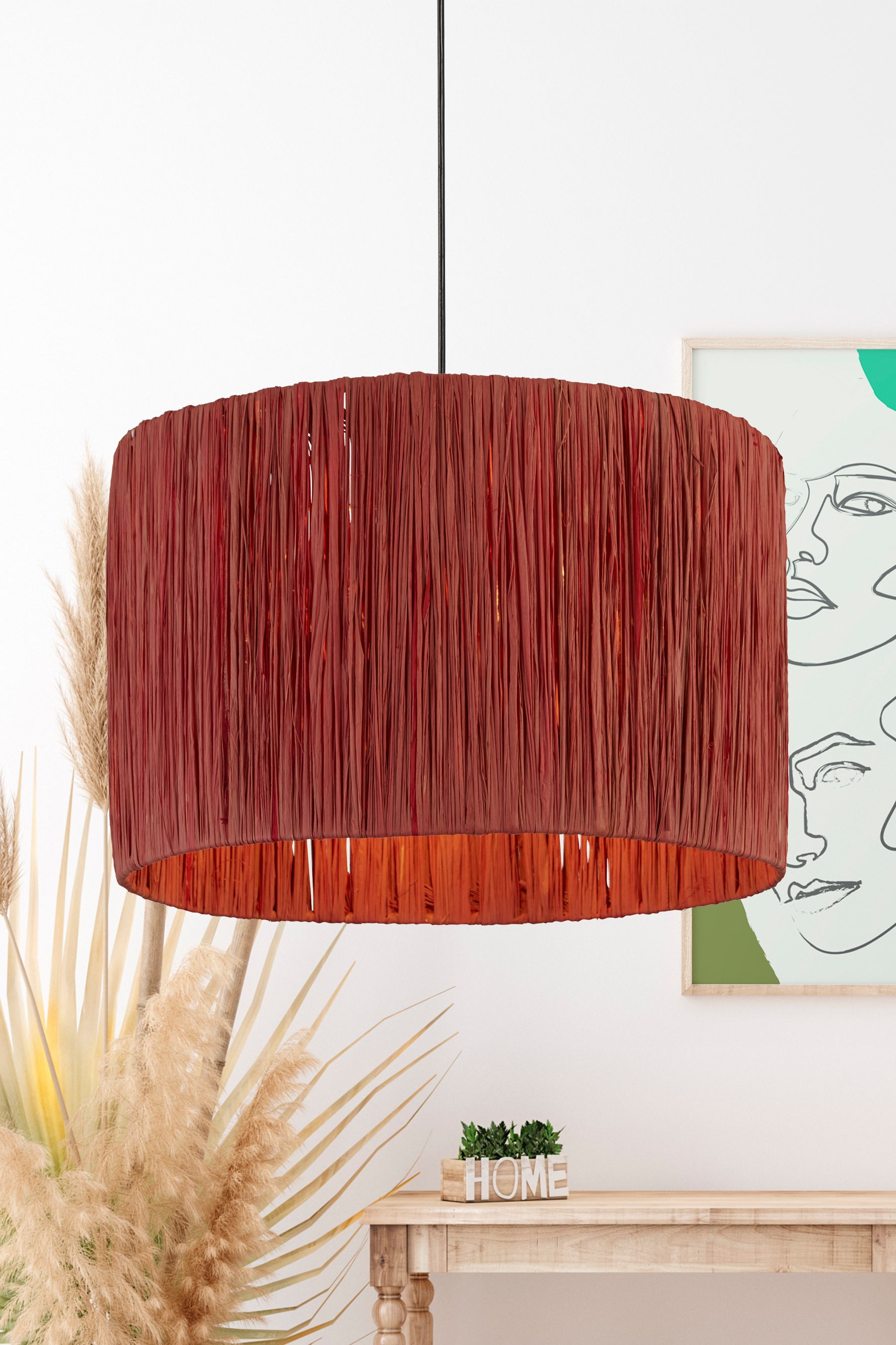 Buy Searchlight Pink Willow Raffia Lamp Shade from the Next UK online shop