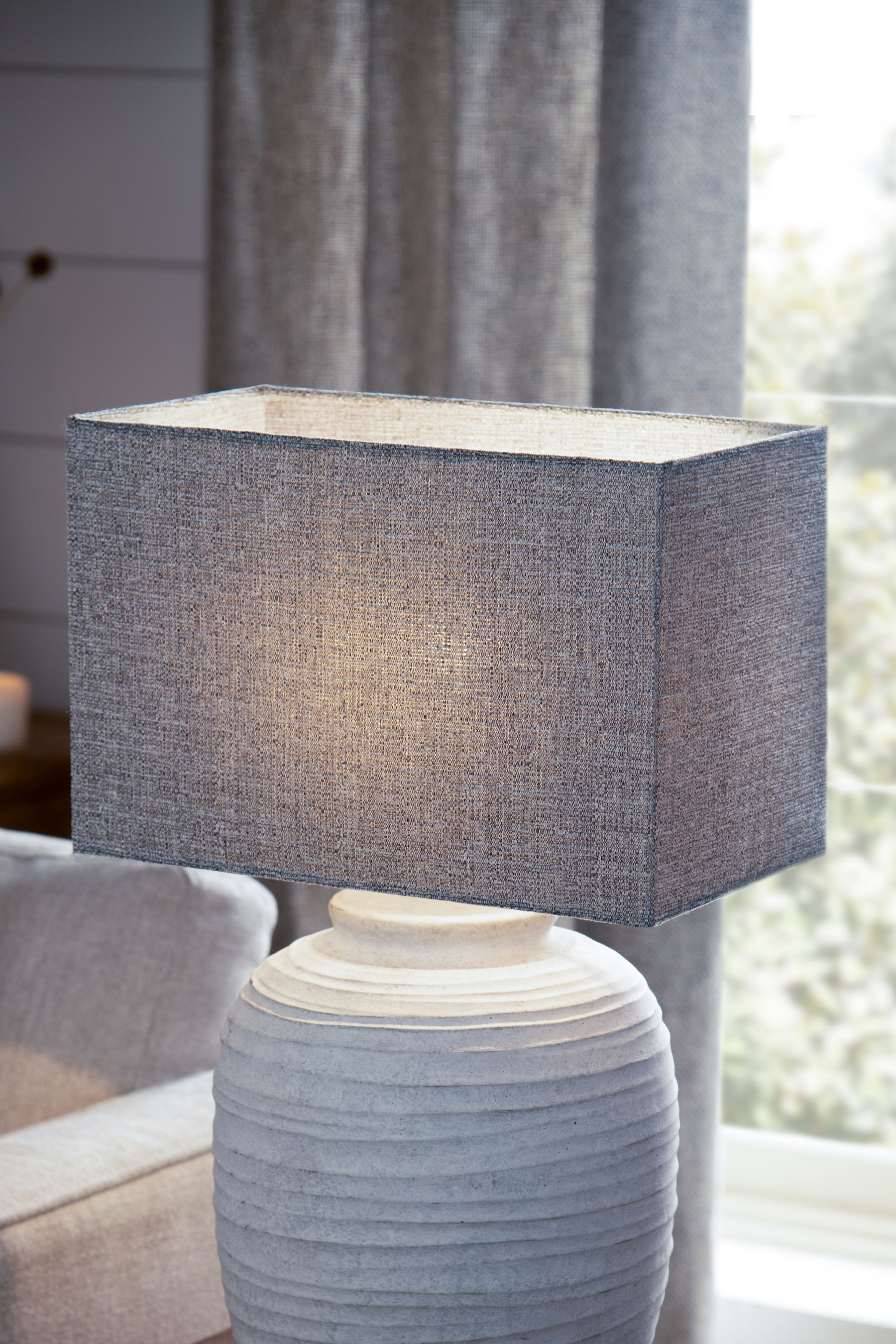 Buy Light Grey Rectangular Tweedy Plain Light Shade from the Next UK ...