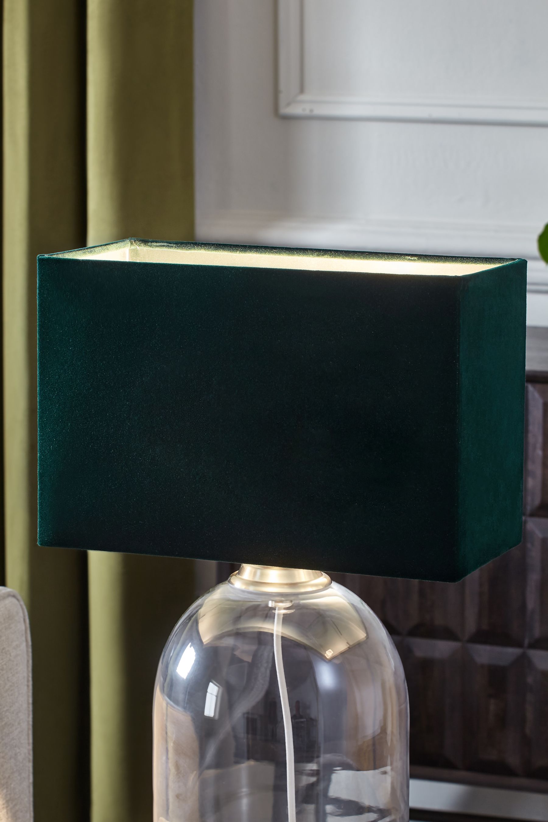 Buy Green Rectangular Velvet Light Shade from the Next UK online shop