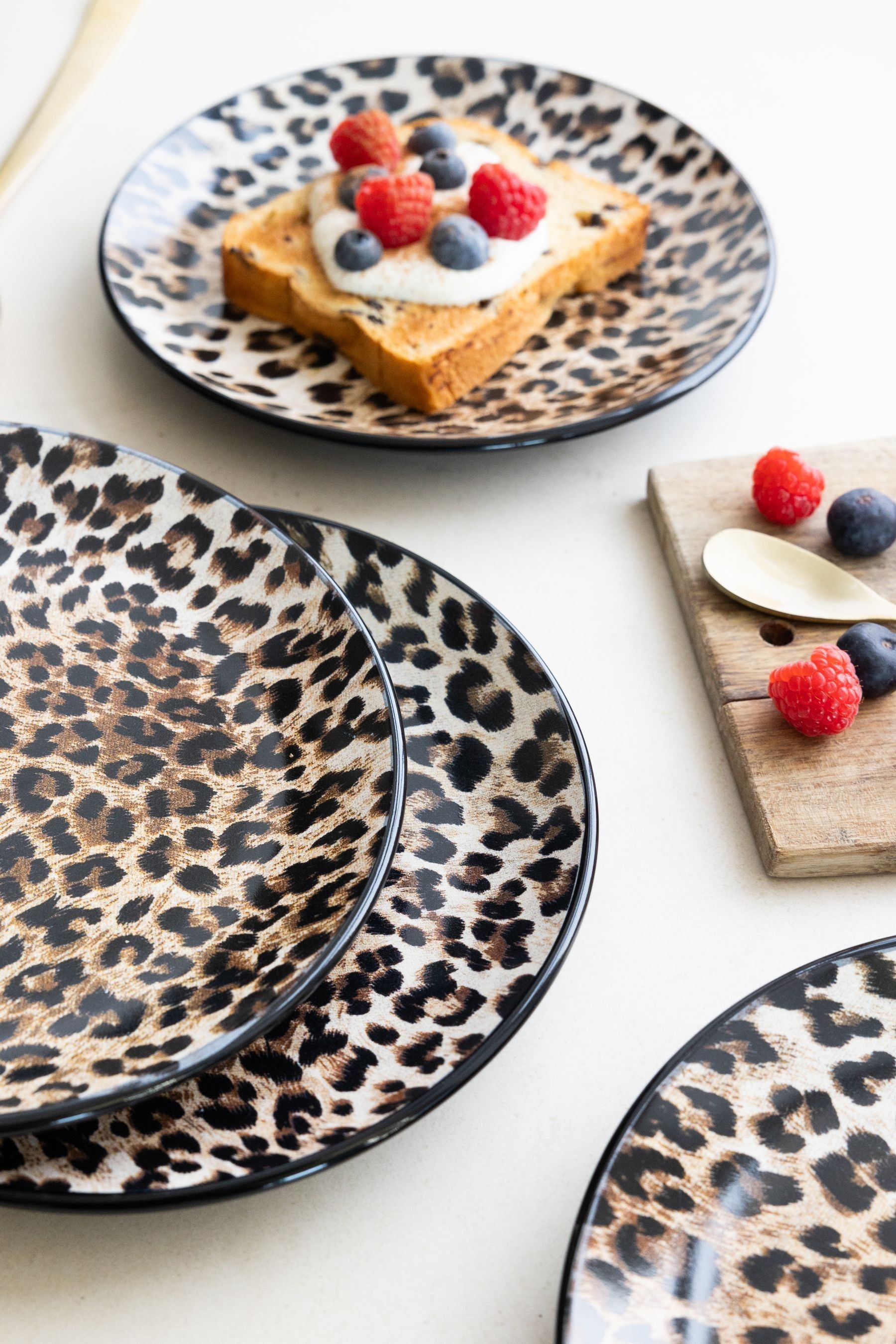 Buy Rockett St George Set of 4 Natural Leopard Love Side Plates from ...