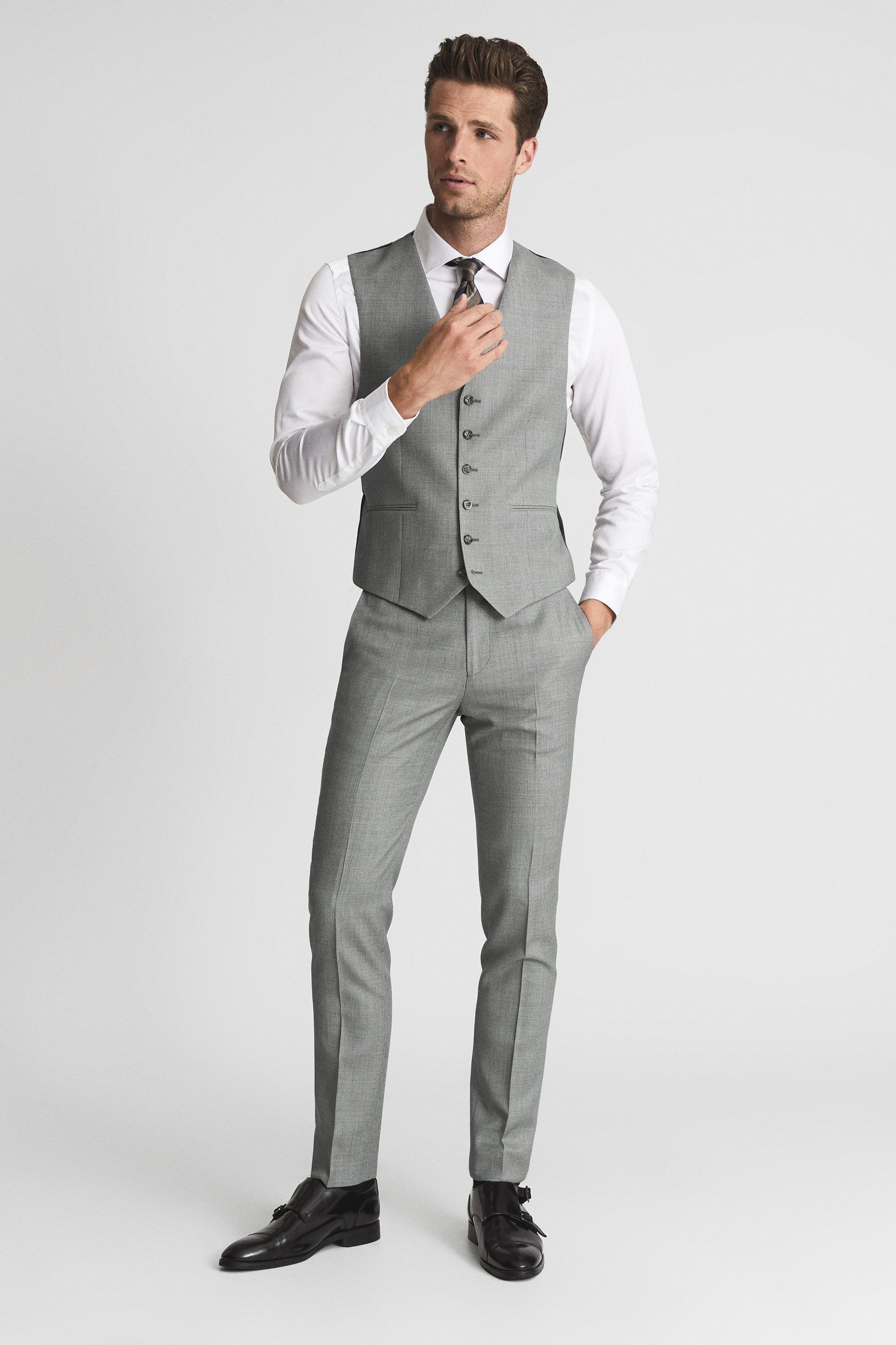 Buy Reiss Soft Grey Lowry Birdseye Waistcoat from the Next UK online shop