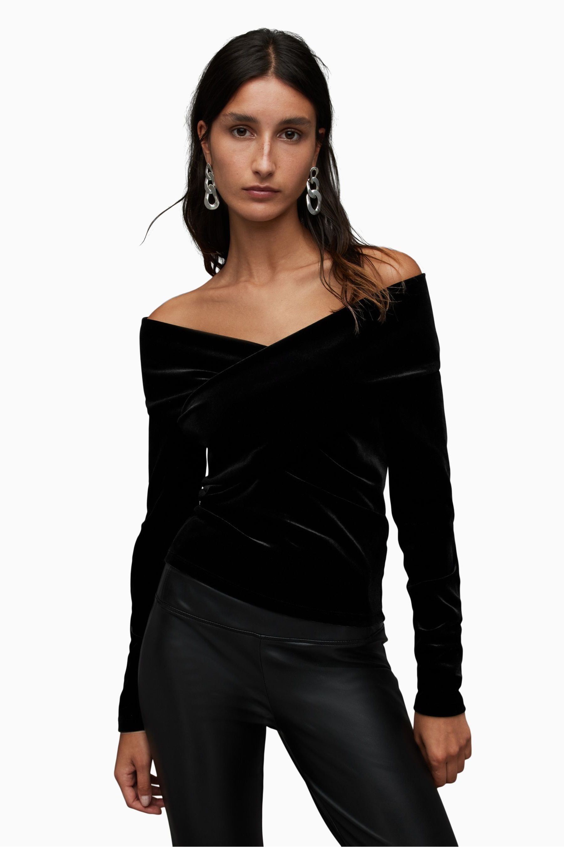 Buy AllSaints Black Delta Velvet Top from the Next UK online shop