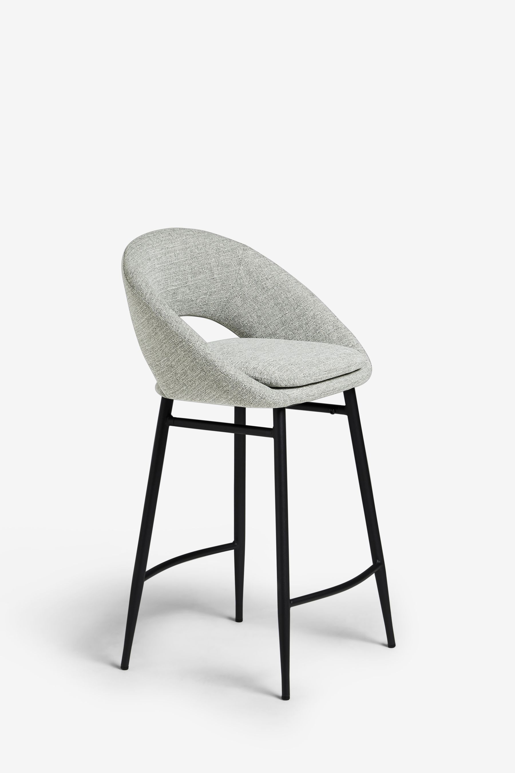 Buy Tweedy Plain Mid Grey Black Leg Hewitt Fixed Height Bar Stool from ...