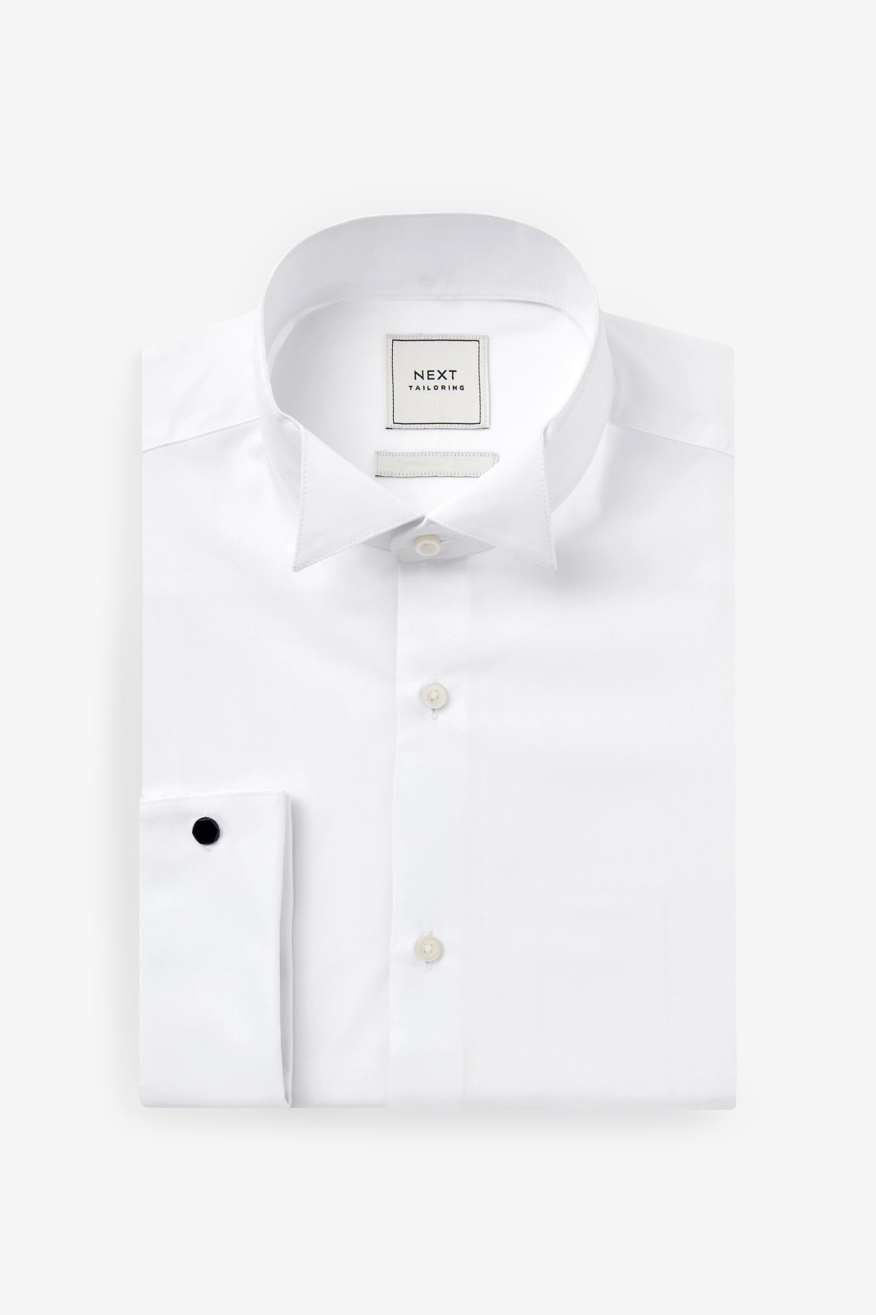 Buy White Slim Fit Easy Care Double Cuff Wing Collar Shirt from the ...