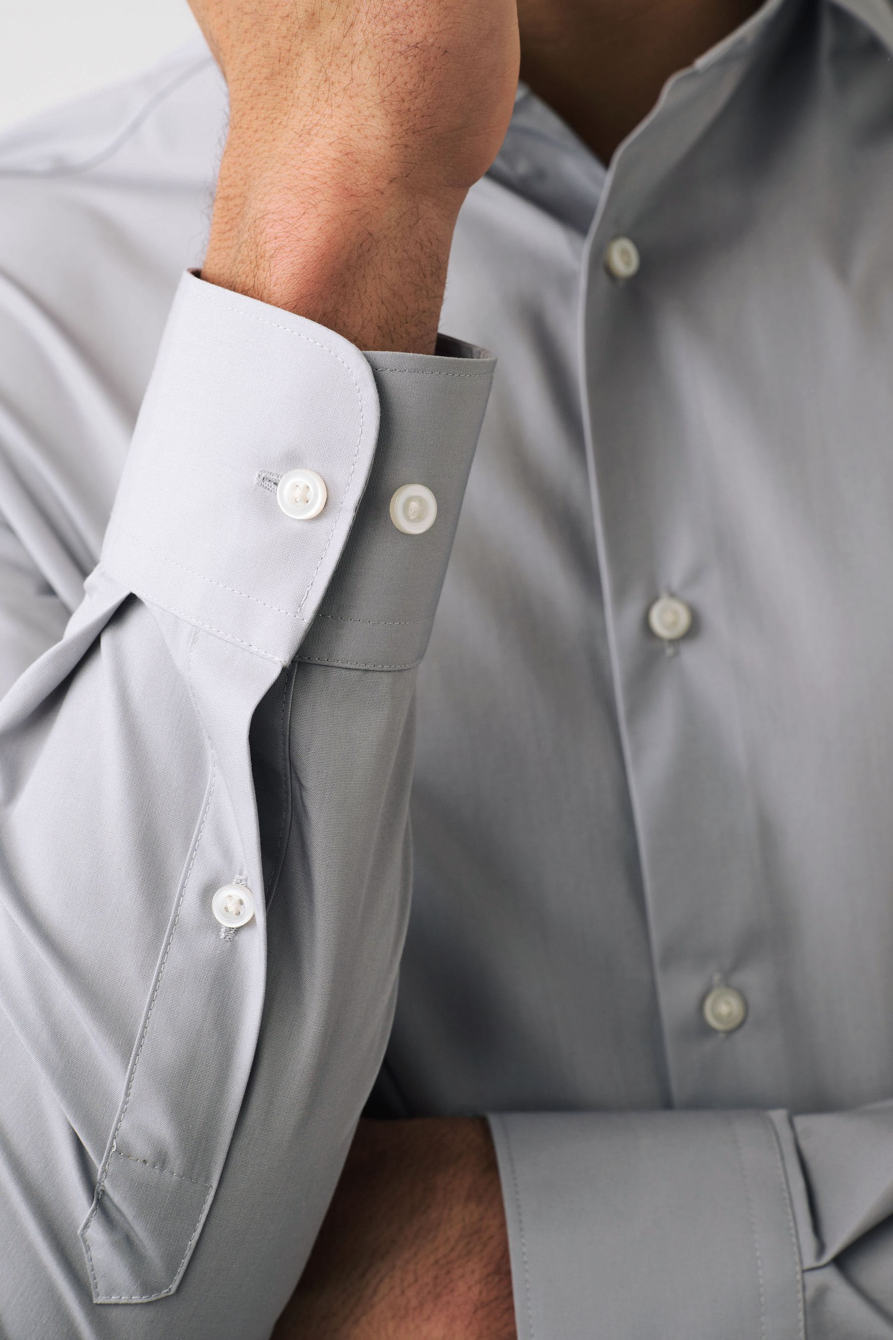 Buy Grey Slim Fit Easy Care Single Cuff Shirt from the Next UK online shop