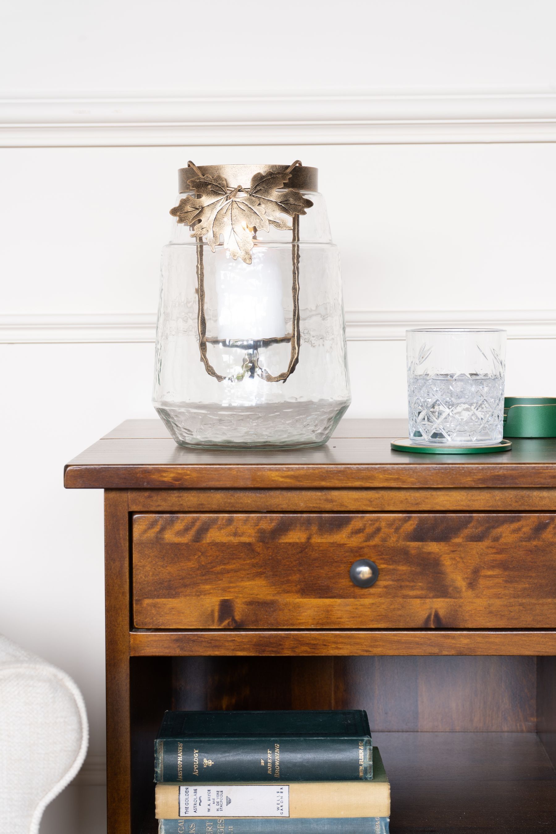 Buy Laura Ashley Gold Leaf Bottle Hurricane Candle Holder from the Next ...
