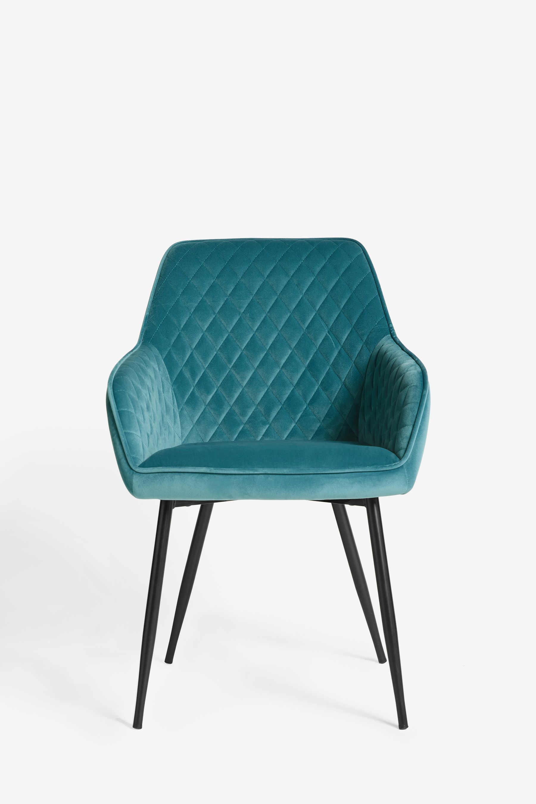 Buy Set of 2 Soft Velvet Teal Blue Black Leg Hamilton Arm Dining Chairs ...
