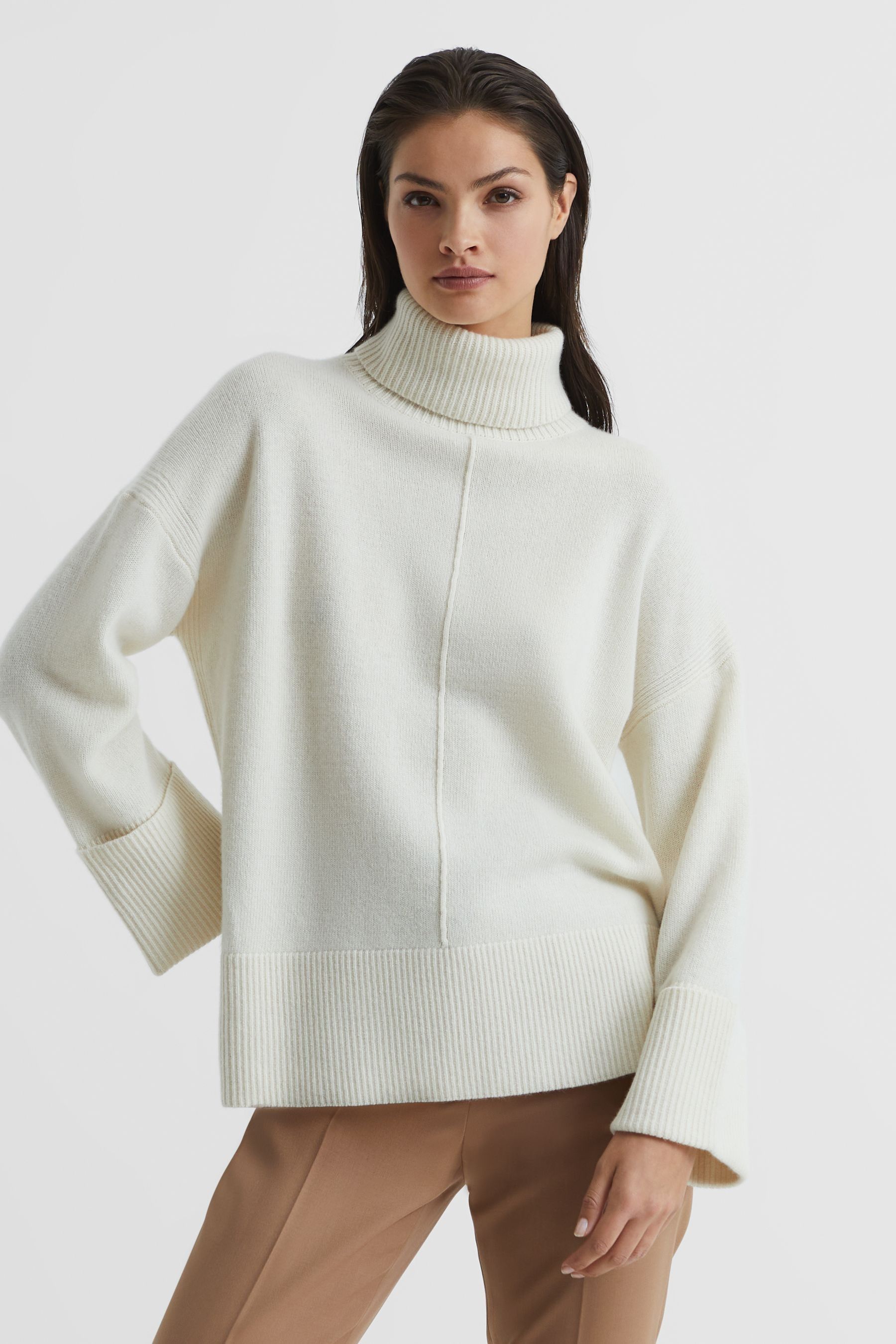 Buy Reiss Cream Sarah Wool-Cashmere Roll Neck Jumper from the Next UK ...