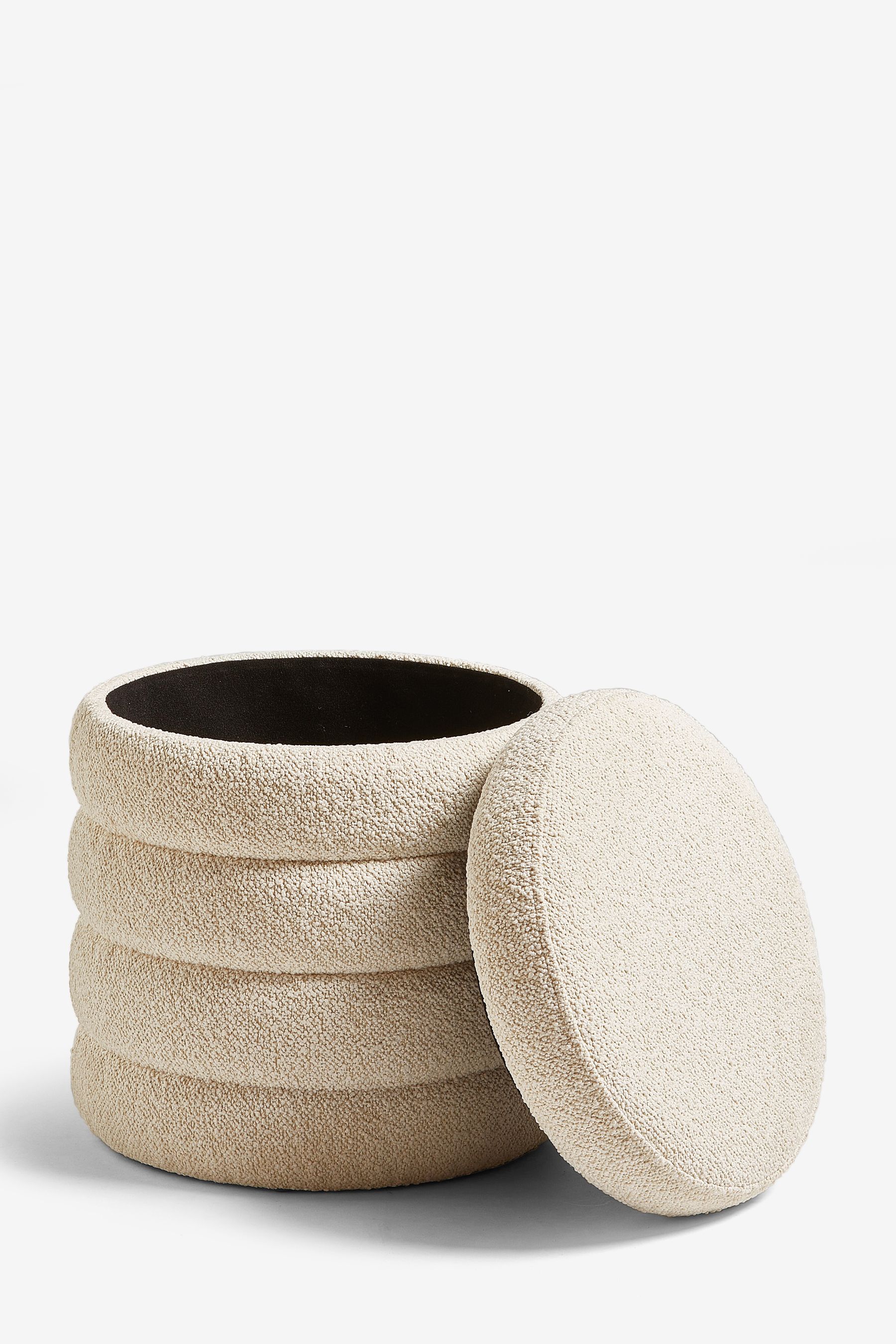 Buy Casual Boucle Oyster Natural Stella Ribbed Storage Stool from Next ...