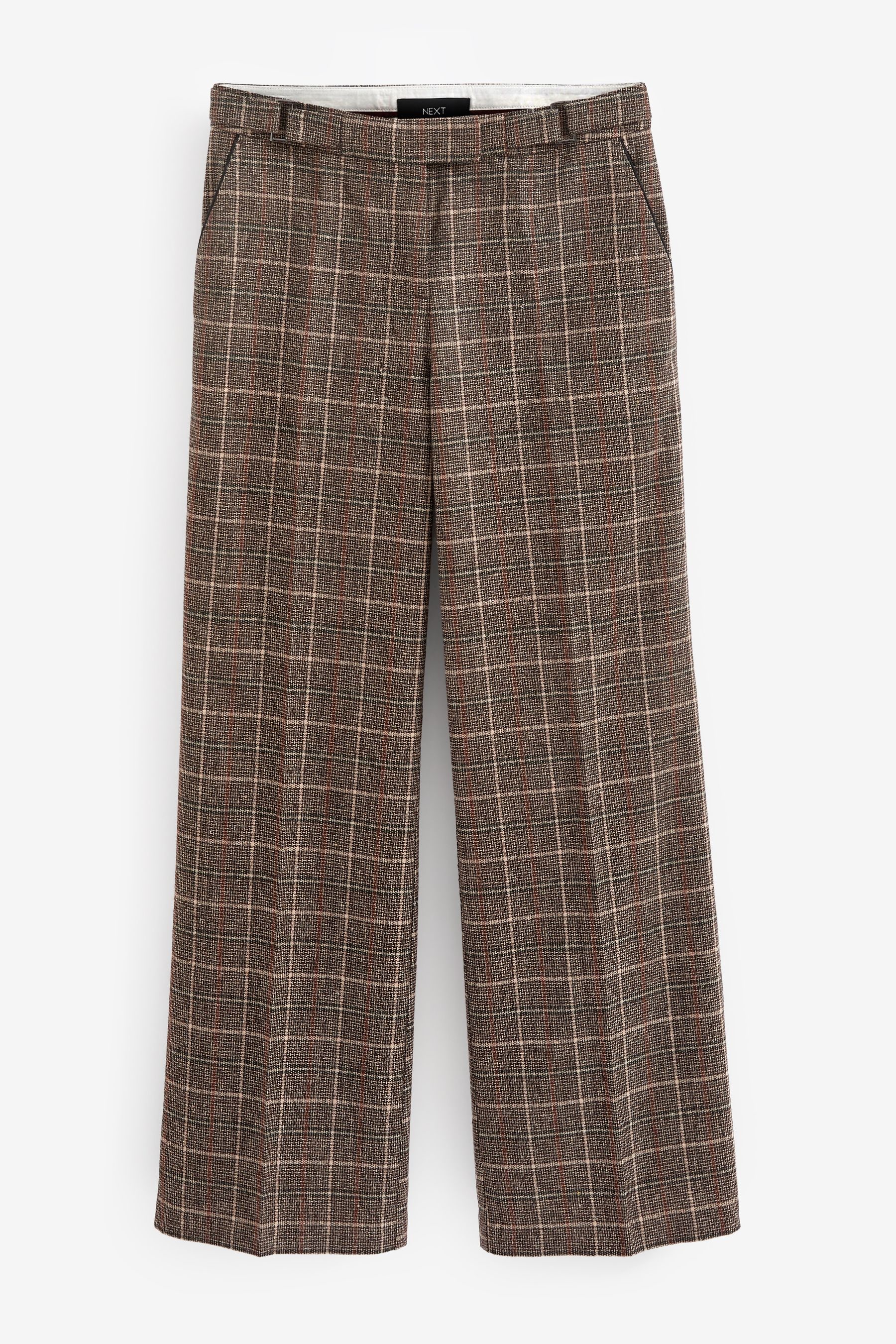 Buy Brown Check Smart Tailored Wide Trousers from Next Ireland